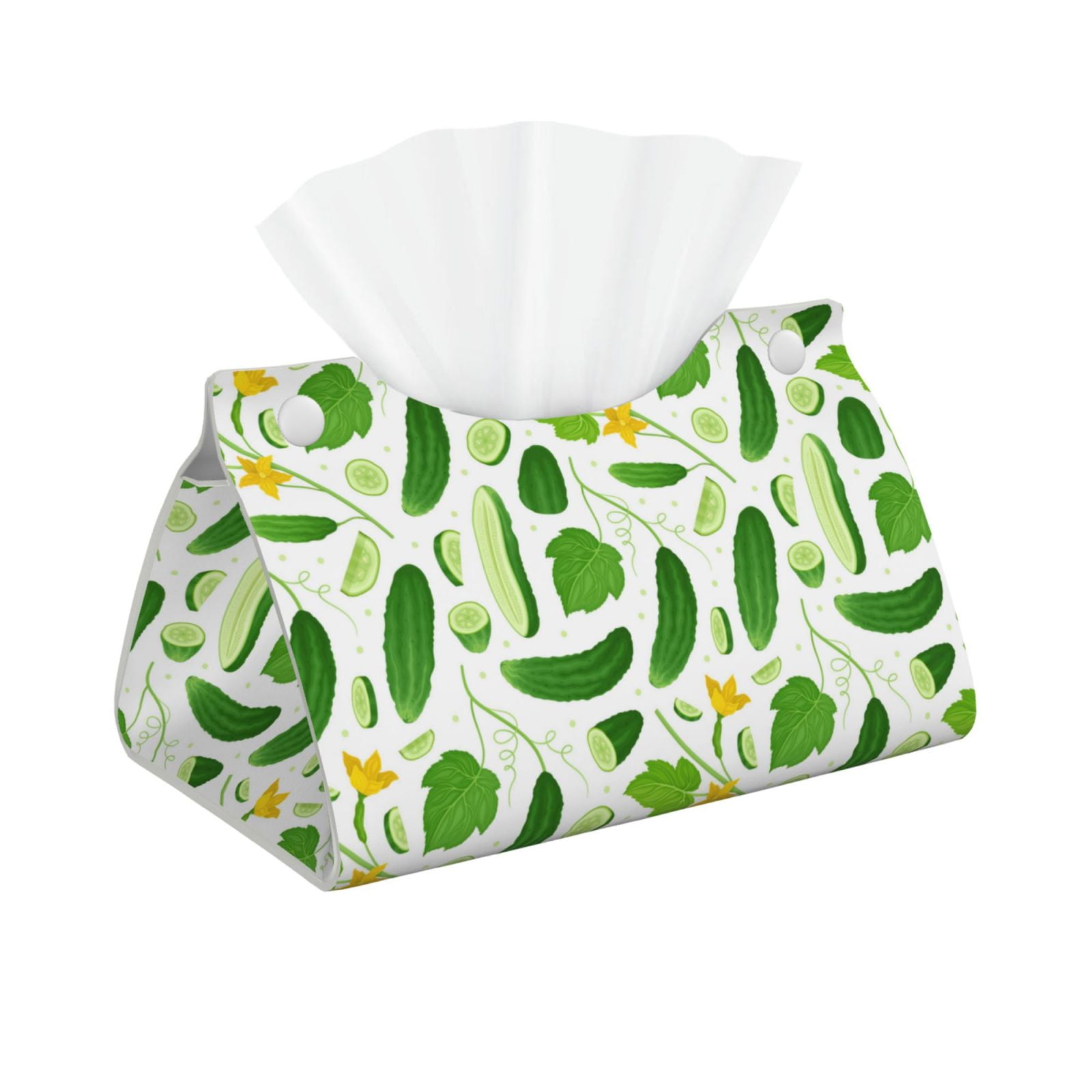 Leather Tissue Box Cover - Cucumber leaf slices Long PVC Tissue Box ...