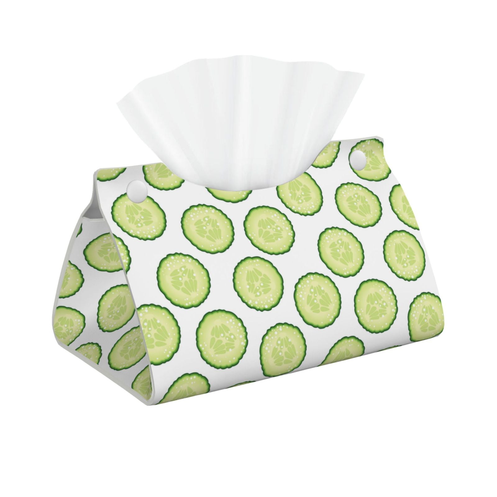 Leather Tissue Box Cover - Cucumber slices white Long PVC Tissue Box ...