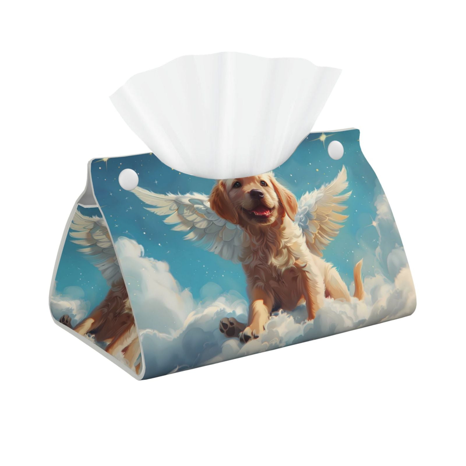 Leather Tissue Box Cover - Cute Angel Winged Dog Long PVC Tissue Box ...