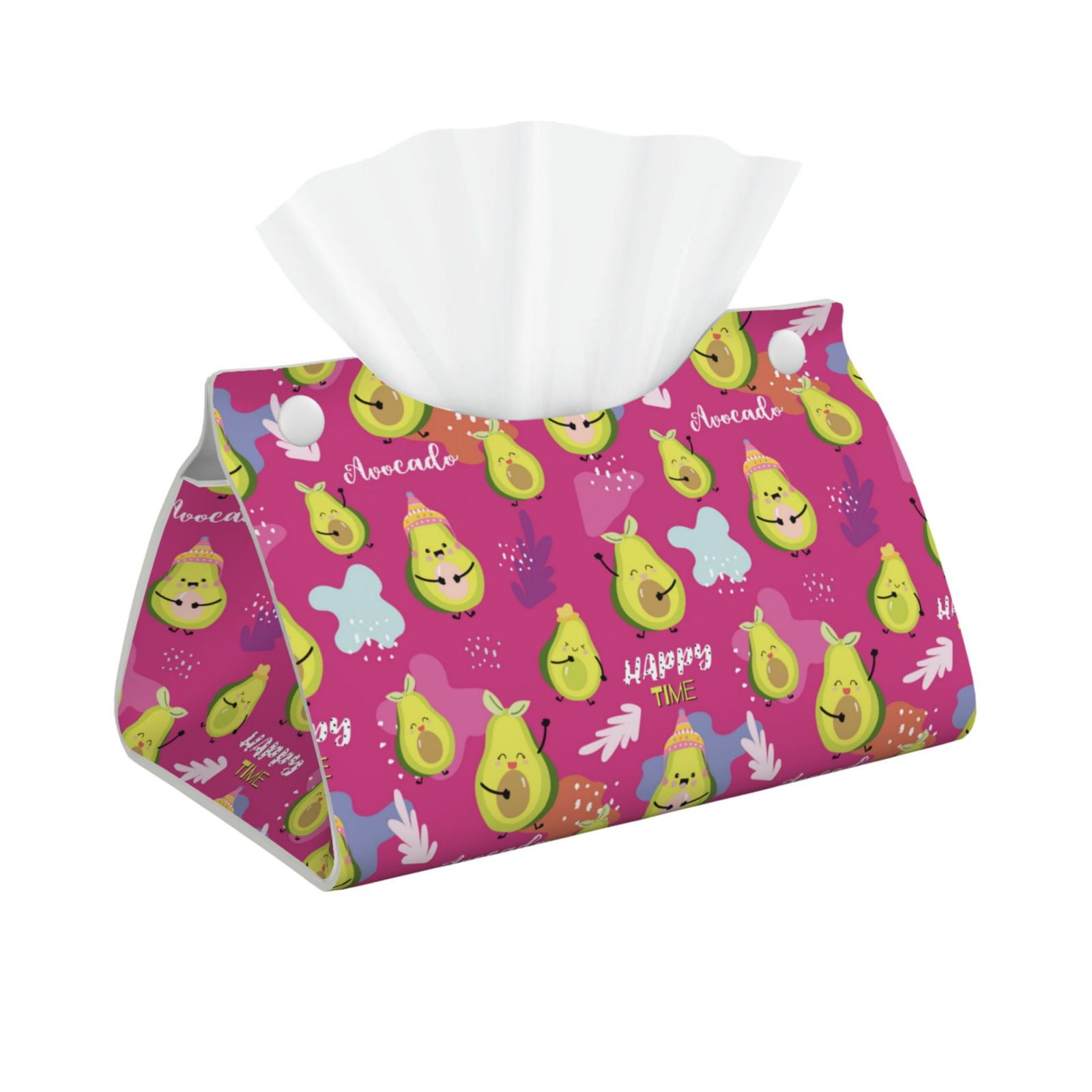 Leather Tissue Box Cover - Cute Avocado Happy Long PVC Tissue Box ...