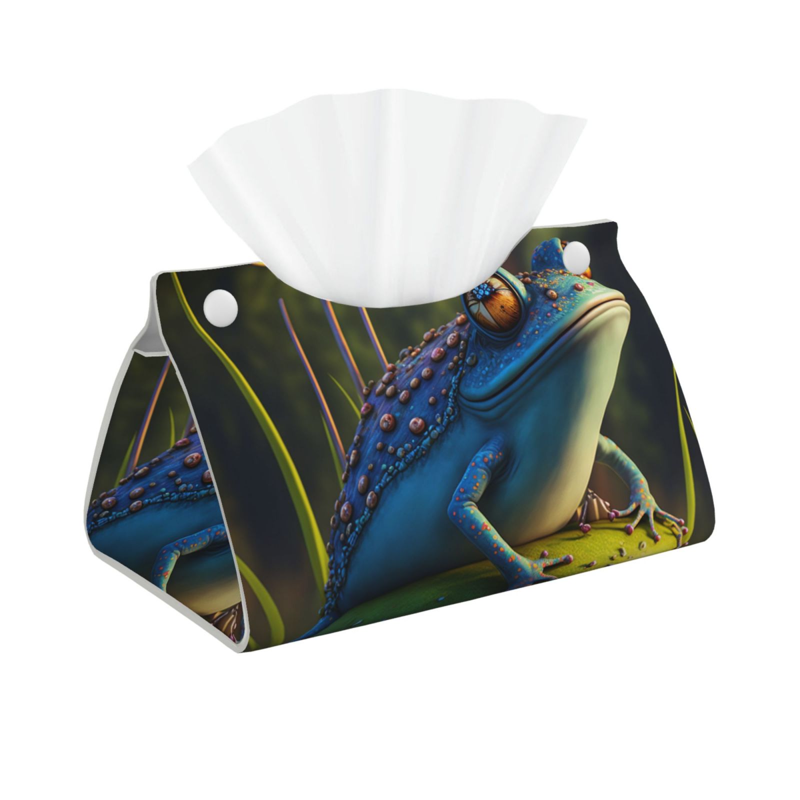 Leather Tissue Box Cover - Cute Blue Frog Long PVC Tissue Box Holder ...