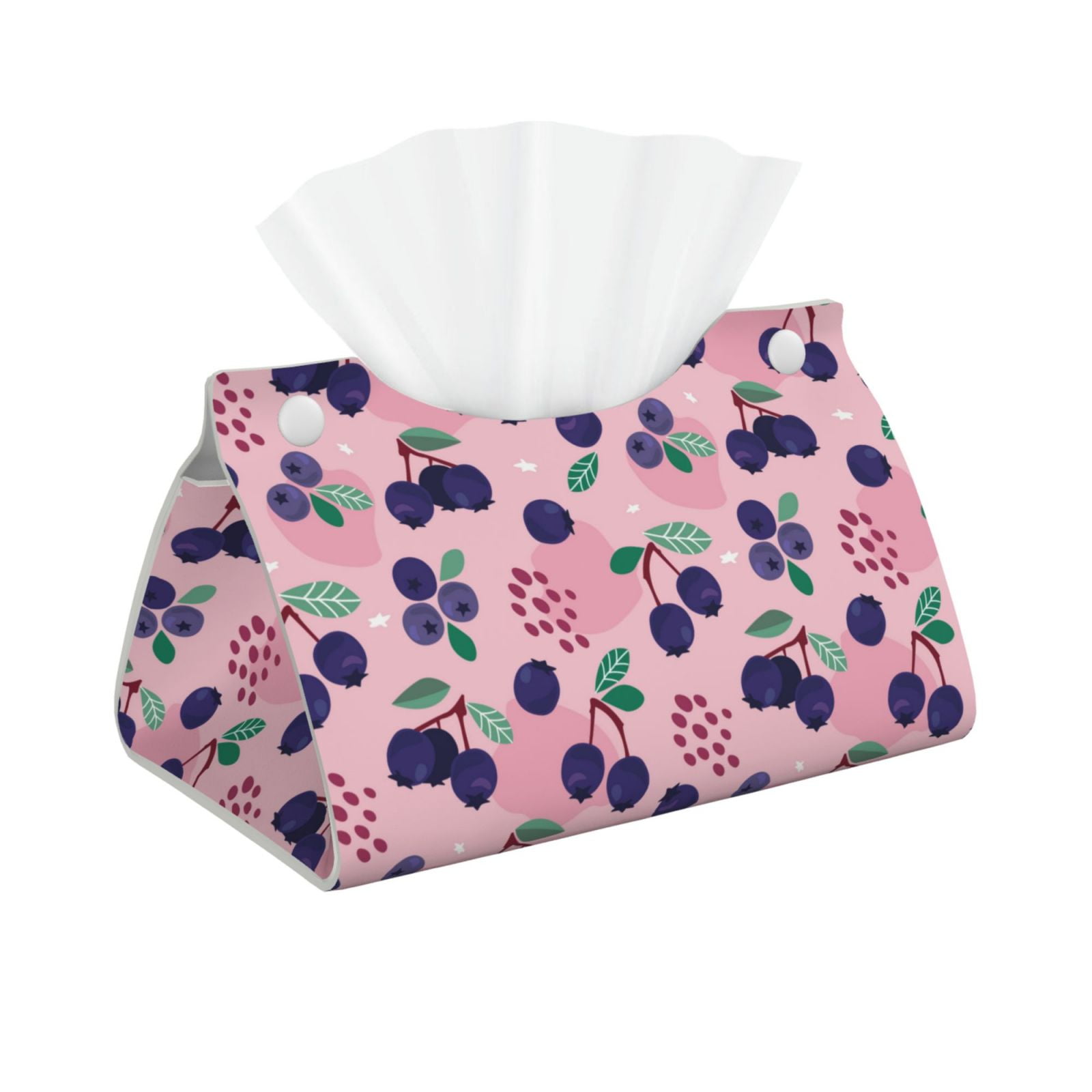 Leather Tissue Box Cover - Cute Blueberry Pink Long PVC Tissue Box ...