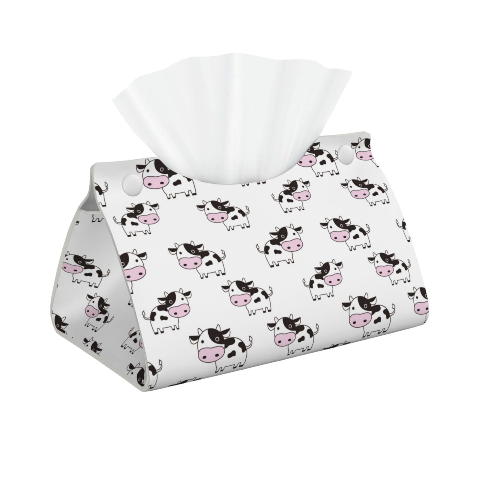 Leather Tissue Box Cover - Cute Cartoon Cow Print White Long PVC Tissue ...
