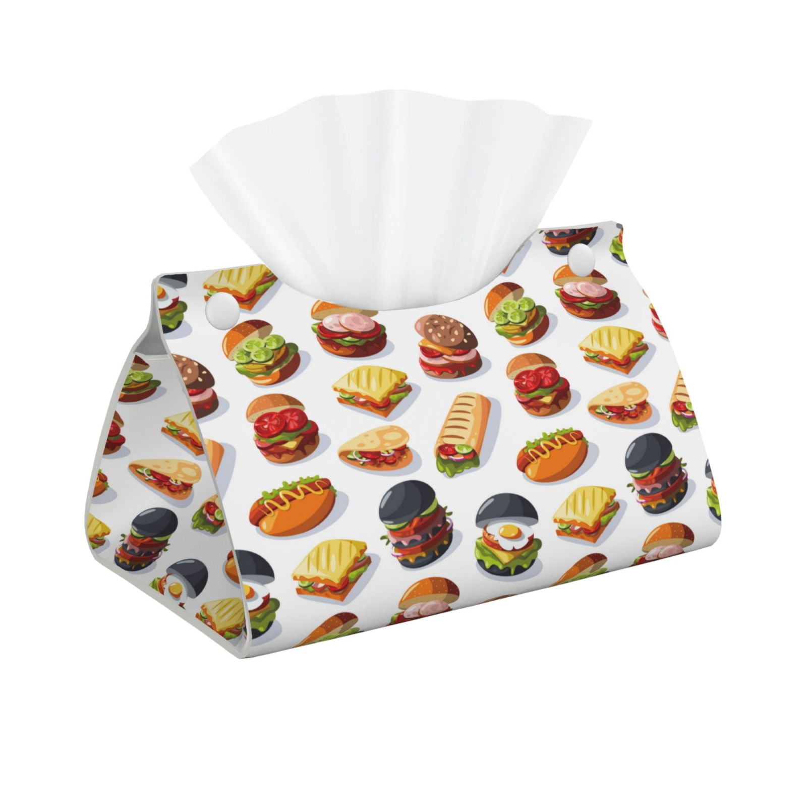 Leather Tissue Box Cover - Cute Cheese Hamburger Chicken roll Long PVC ...