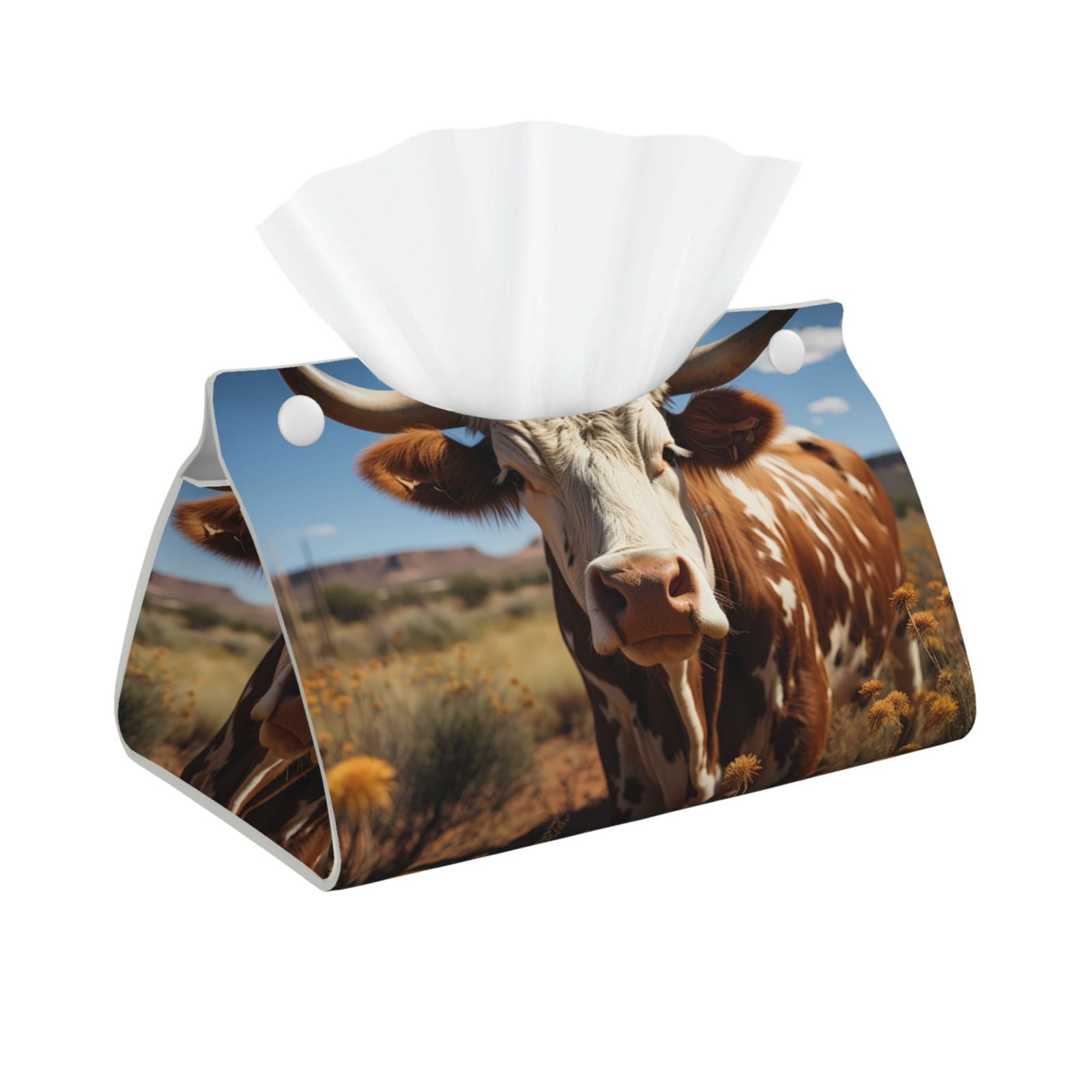 Leather Tissue Box Cover - Cute Daisy Cow Long PVC Tissue Box Holder ...