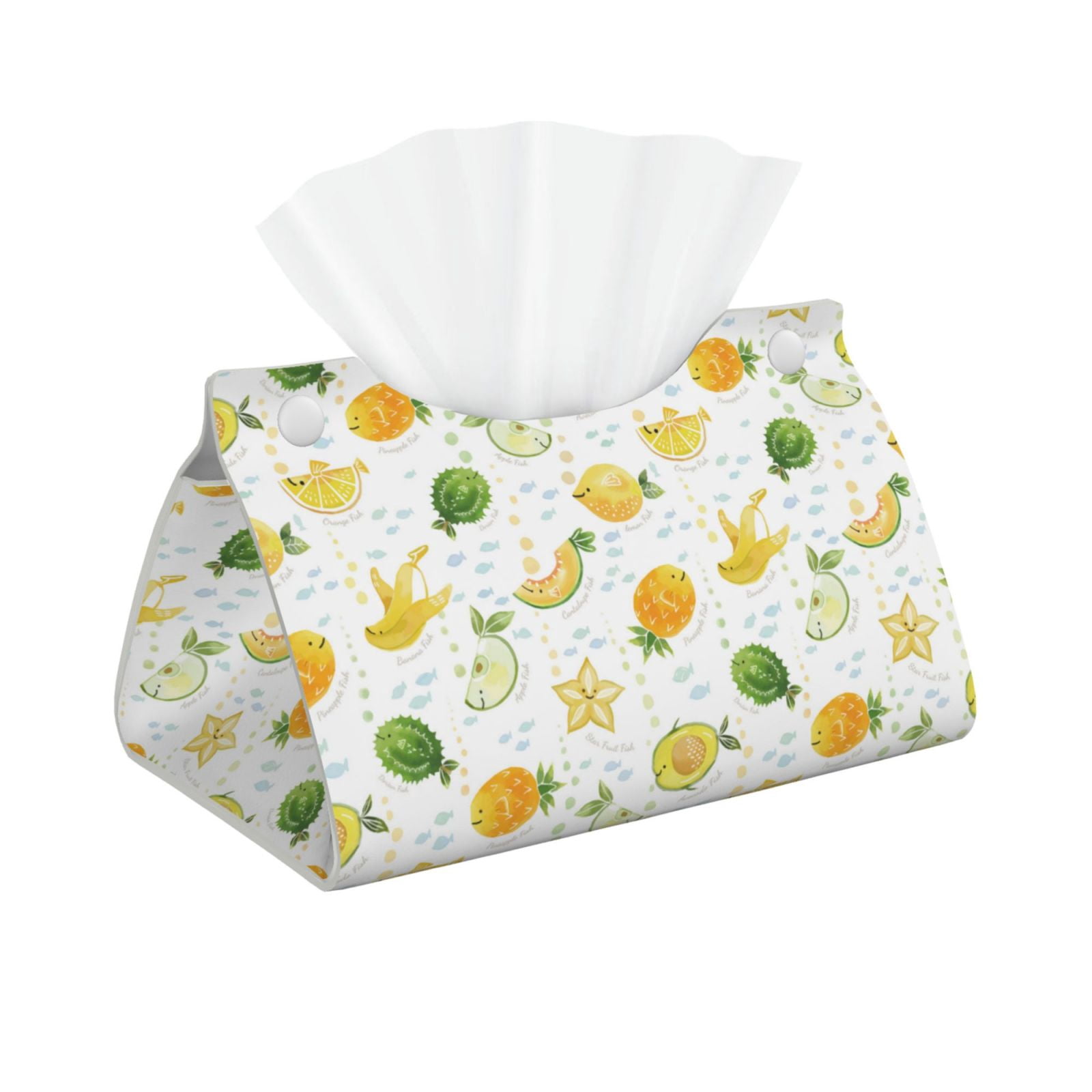 Leather Tissue Box Cover - Cute Durian Flower Fish Mango Long PVC ...