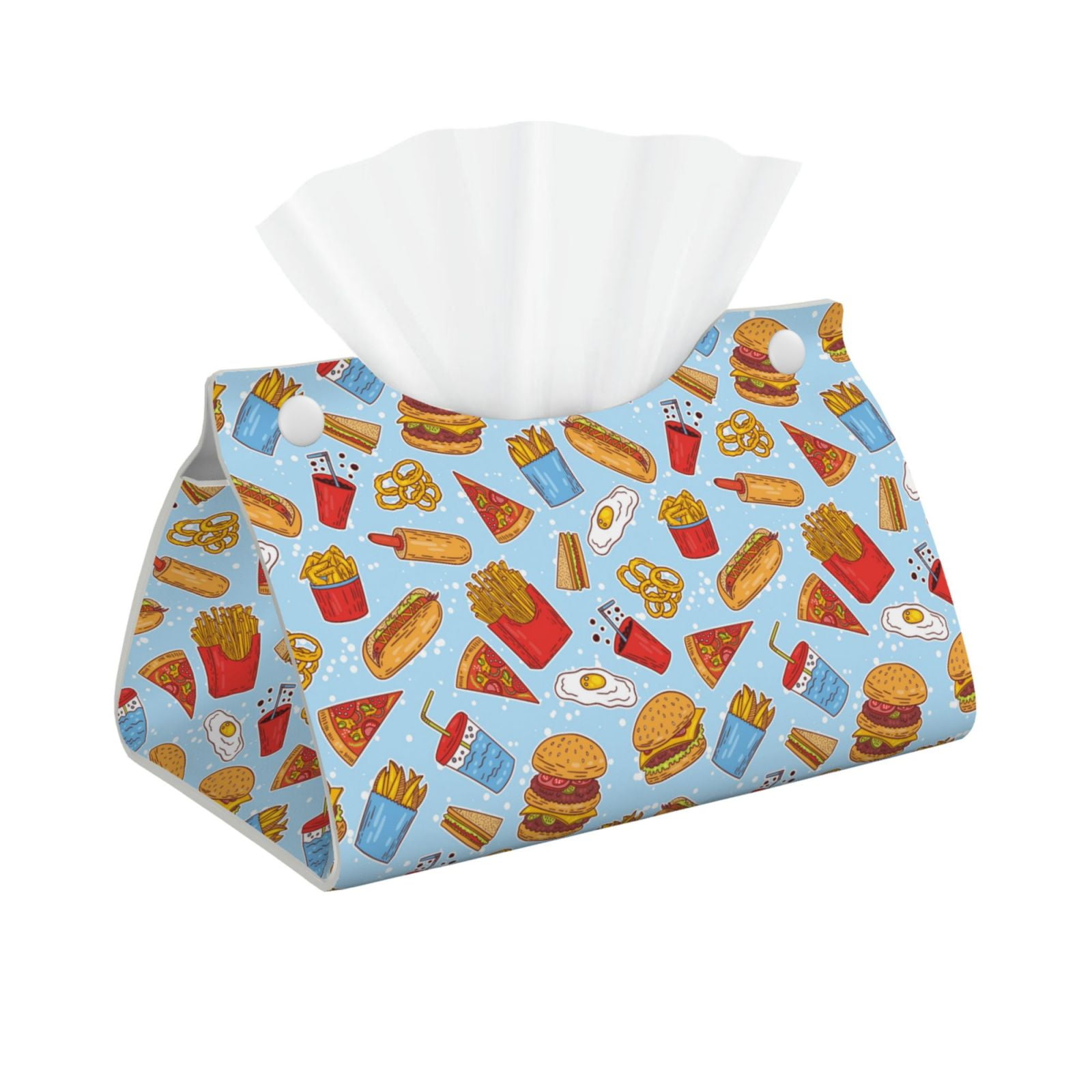 Leather Tissue Box Cover - Cute Food Egg Burger Fries Long PVC Tissue ...