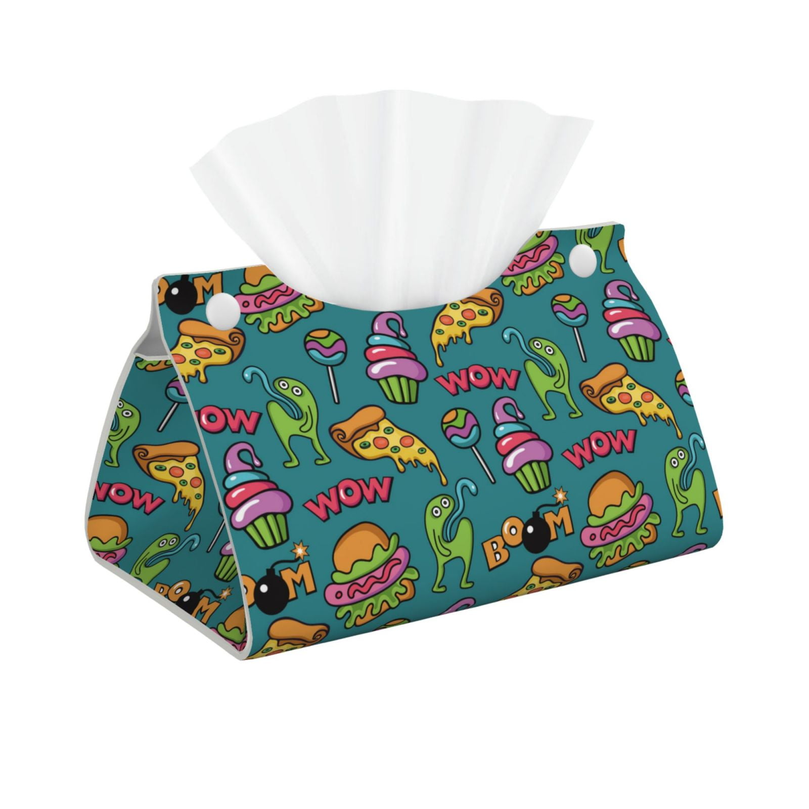 Leather Tissue Box Cover - Cute Food Lollipop Pizza Fries Long PVC ...