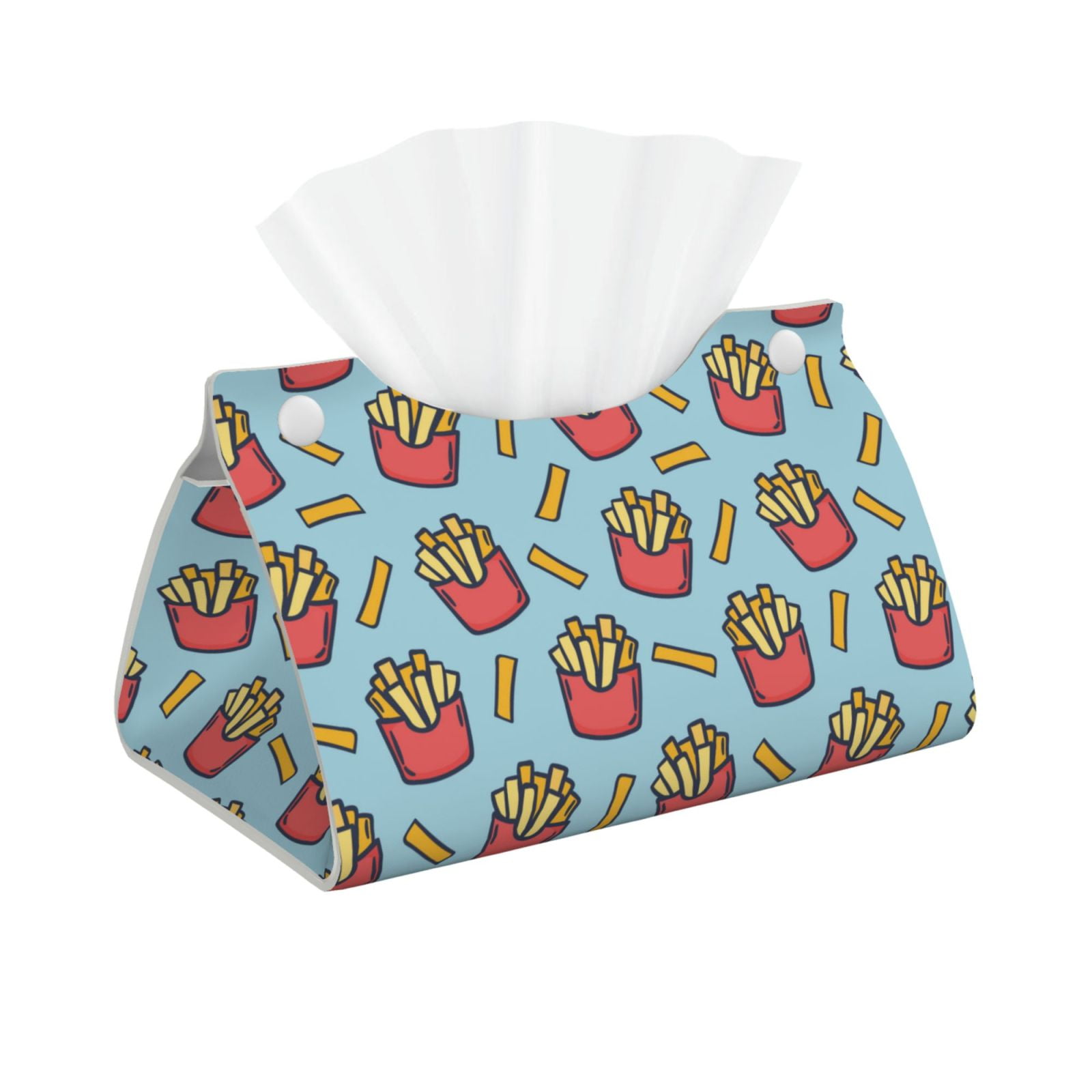Leather Tissue Box Cover - Cute Fries Blue A Long PVC Tissue Box Holder ...