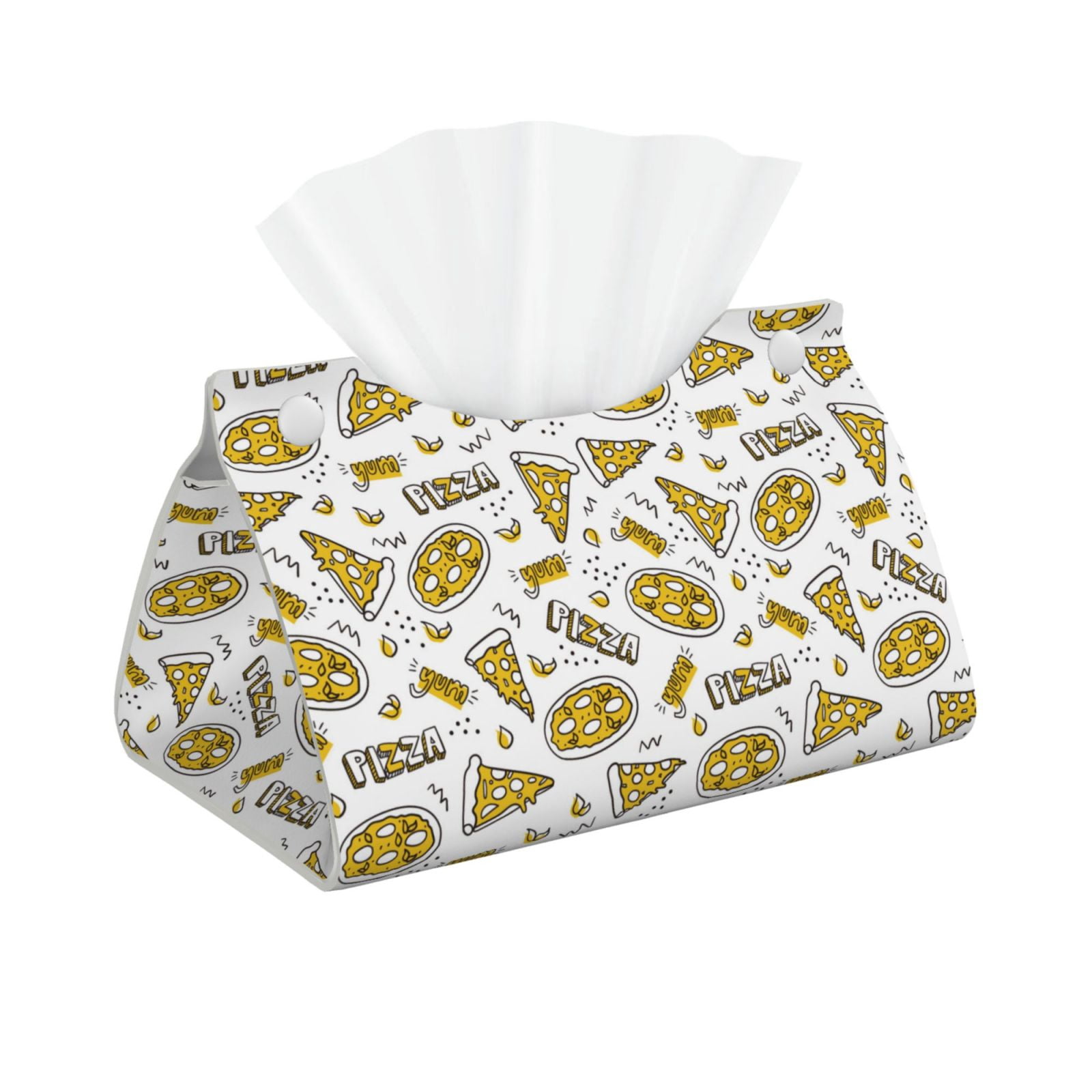 Leather Tissue Box Cover - Cute Gold Pizza Long PVC Tissue Box Holder ...