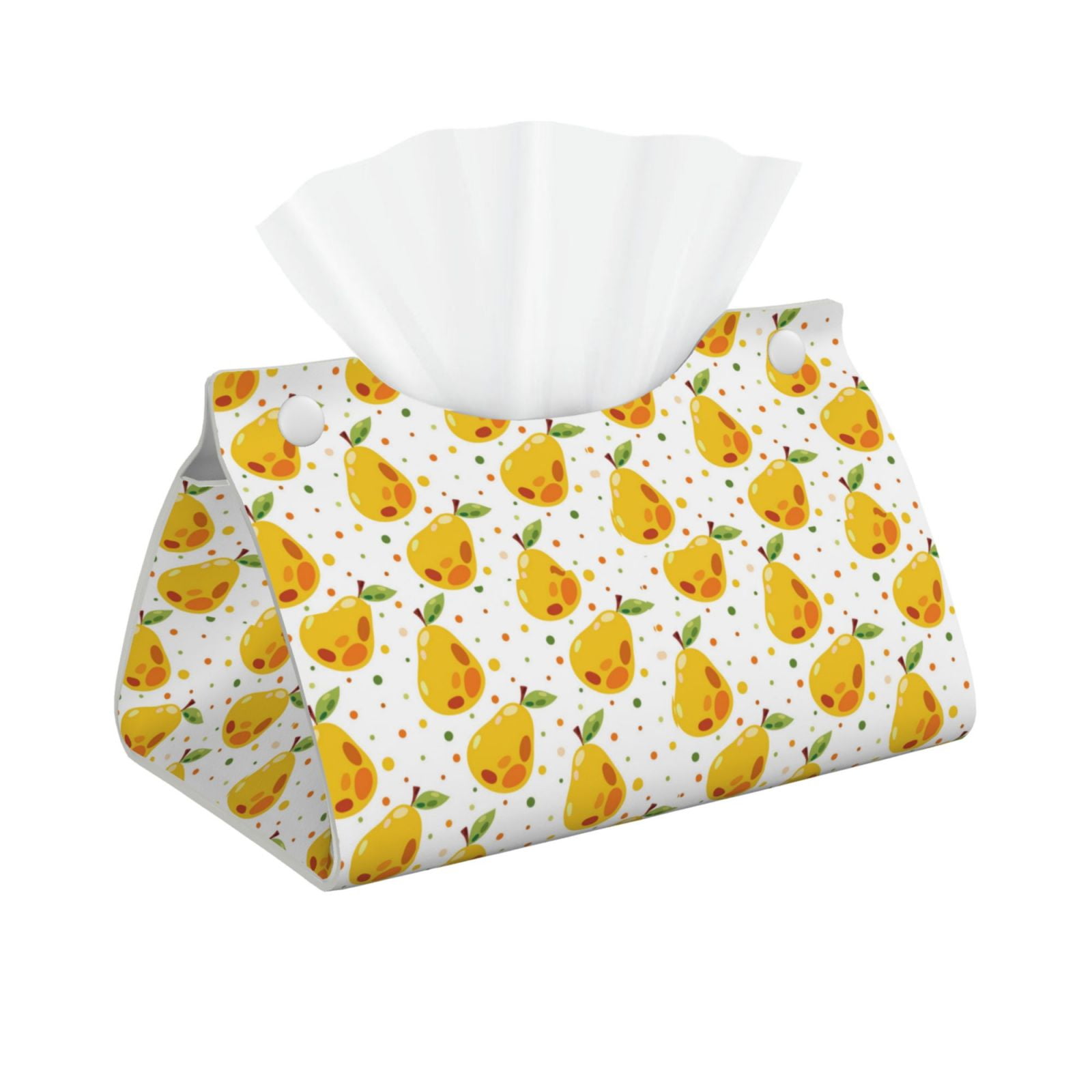 Leather Tissue Box Cover - Cute Golden Yellow Pear Long PVC Tissue Box ...