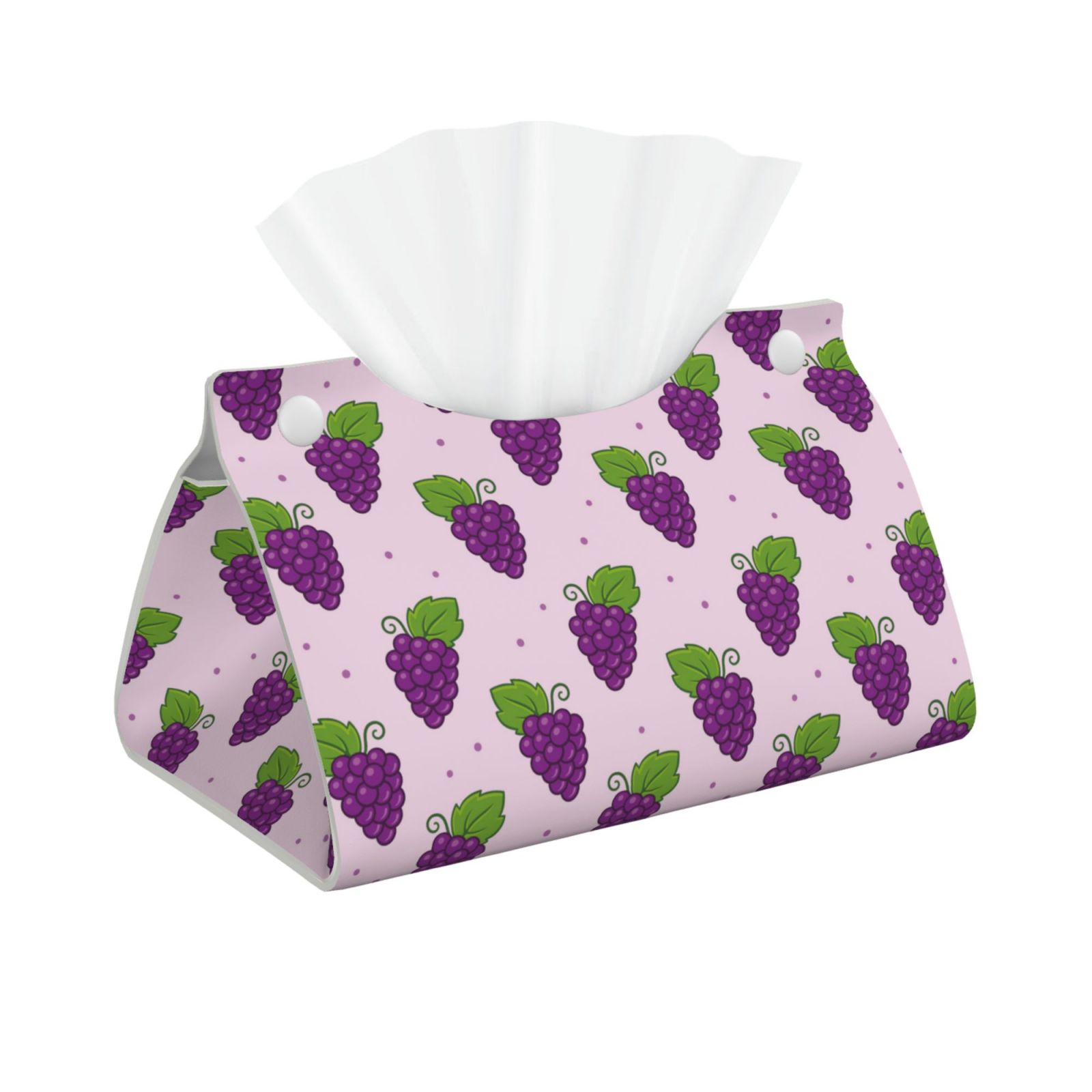Leather Tissue Box Cover - Cute Grape Purple Green Leaves Long PVC ...