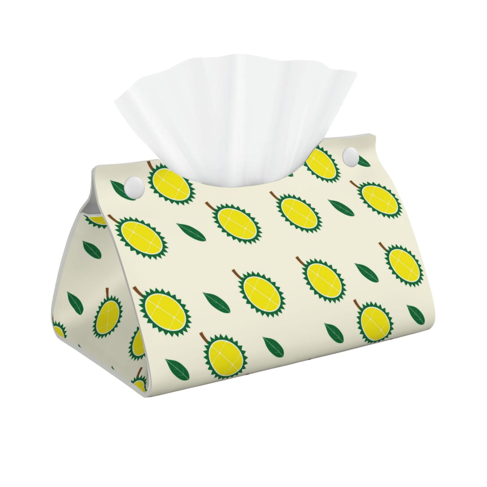 Leather Tissue Box Cover - Cute Green Durian Leaves Long PVC Tissue Box ...