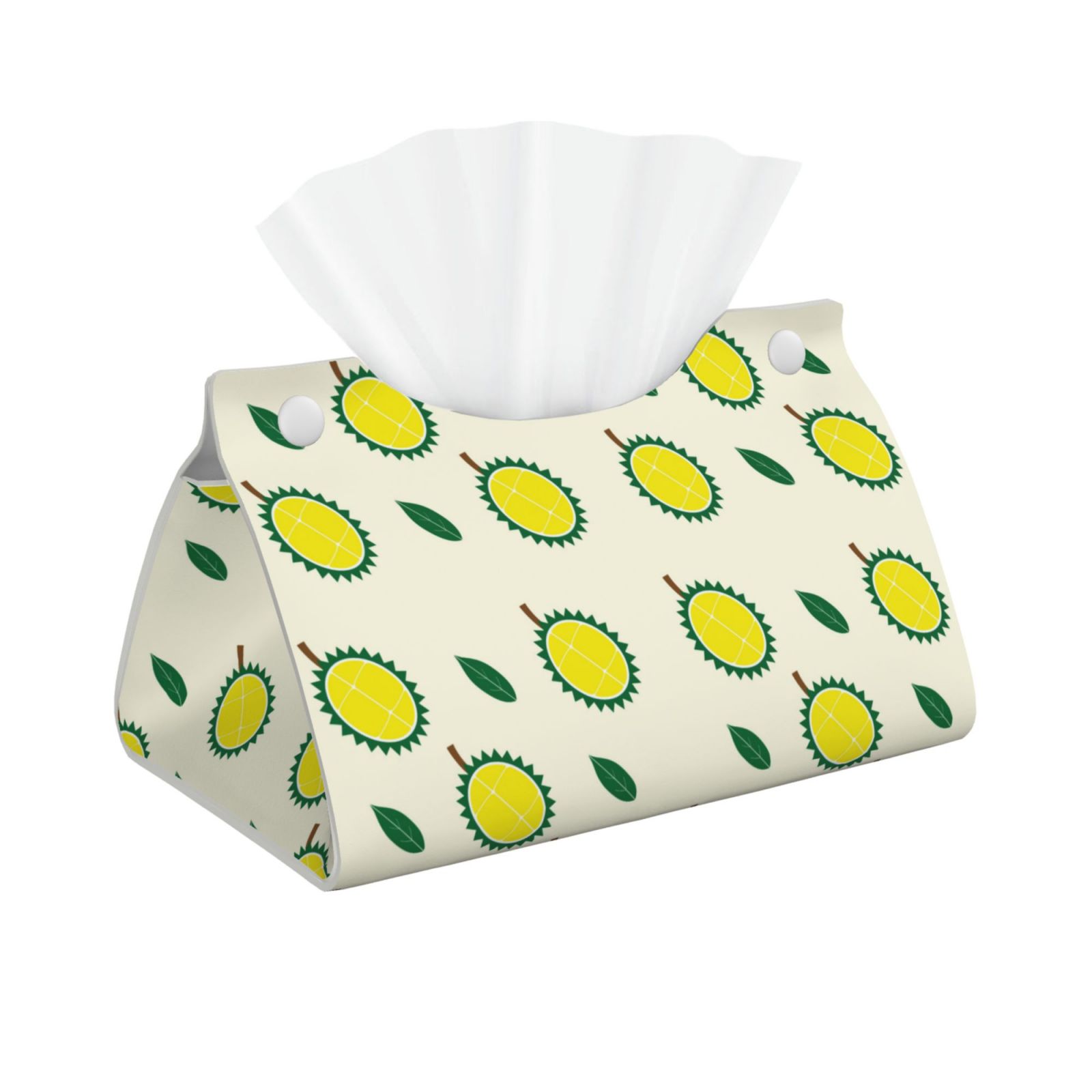 Leather Tissue Box Cover - Cute Green Durian Leaves Long PVC Tissue Box ...