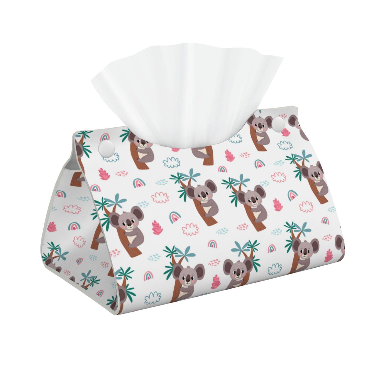 Leather Tissue Box Cover - Cute Hand Painted Koala Long PVC Tissue Box ...