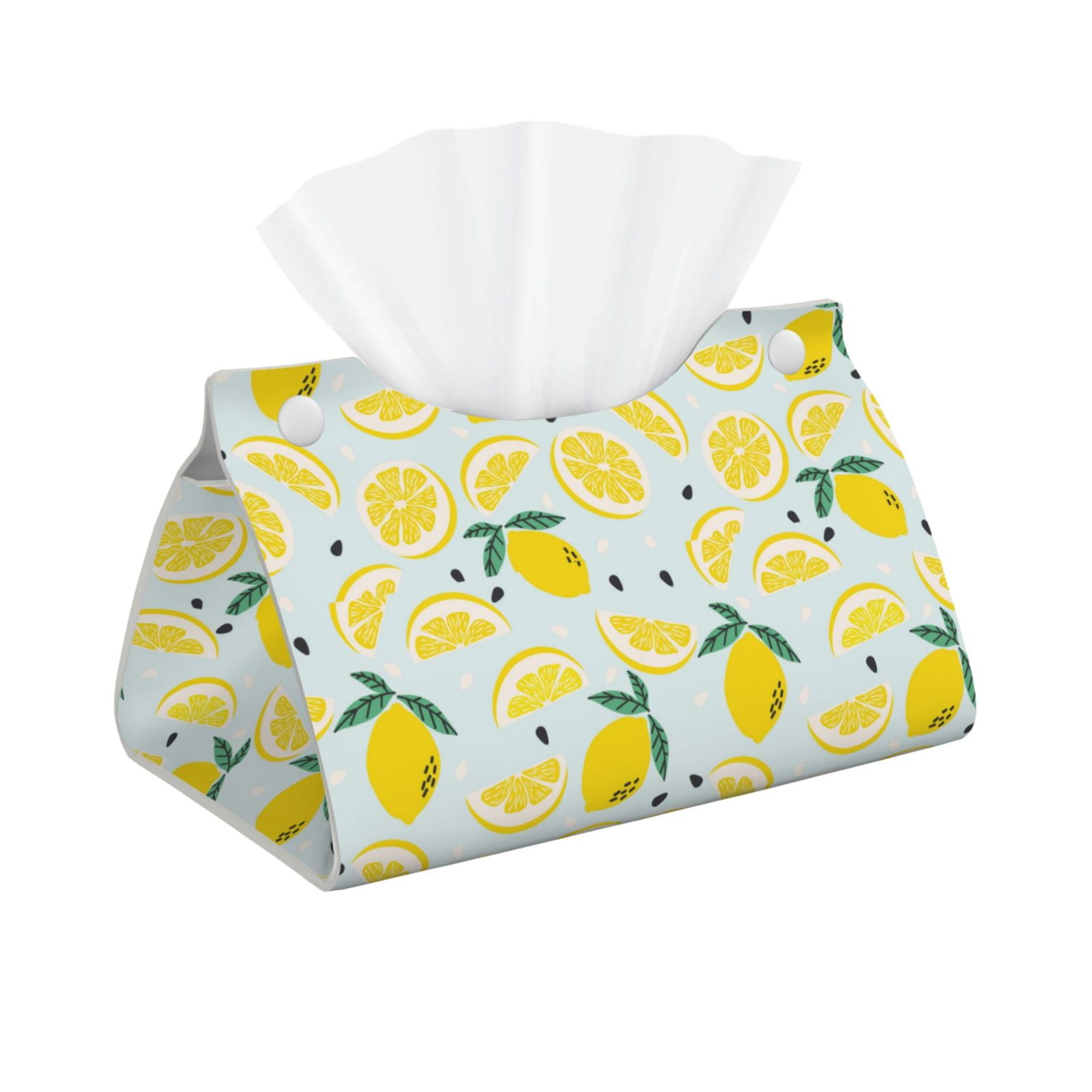 Leather Tissue Box Cover - Cute Lemon Azure Long PVC Tissue Box Holder ...