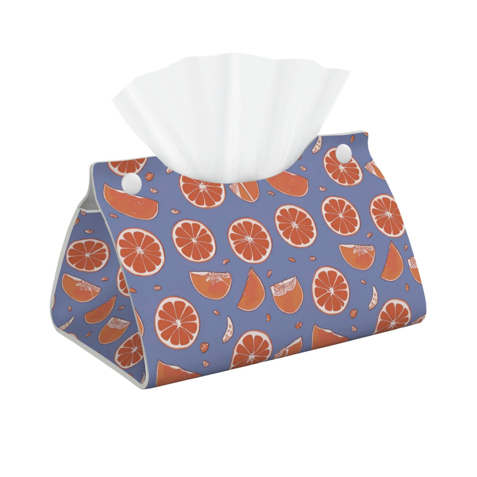Leather Tissue Box Cover - Cute Orange Fruit Long PVC Tissue Box Holder ...