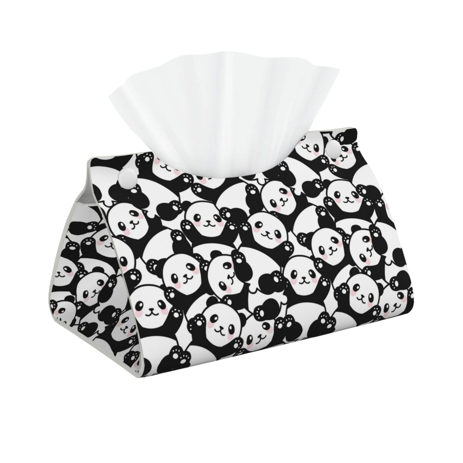 Leather Tissue Box Cover - Cute Panda-E Long PVC Tissue Box Holder for ...