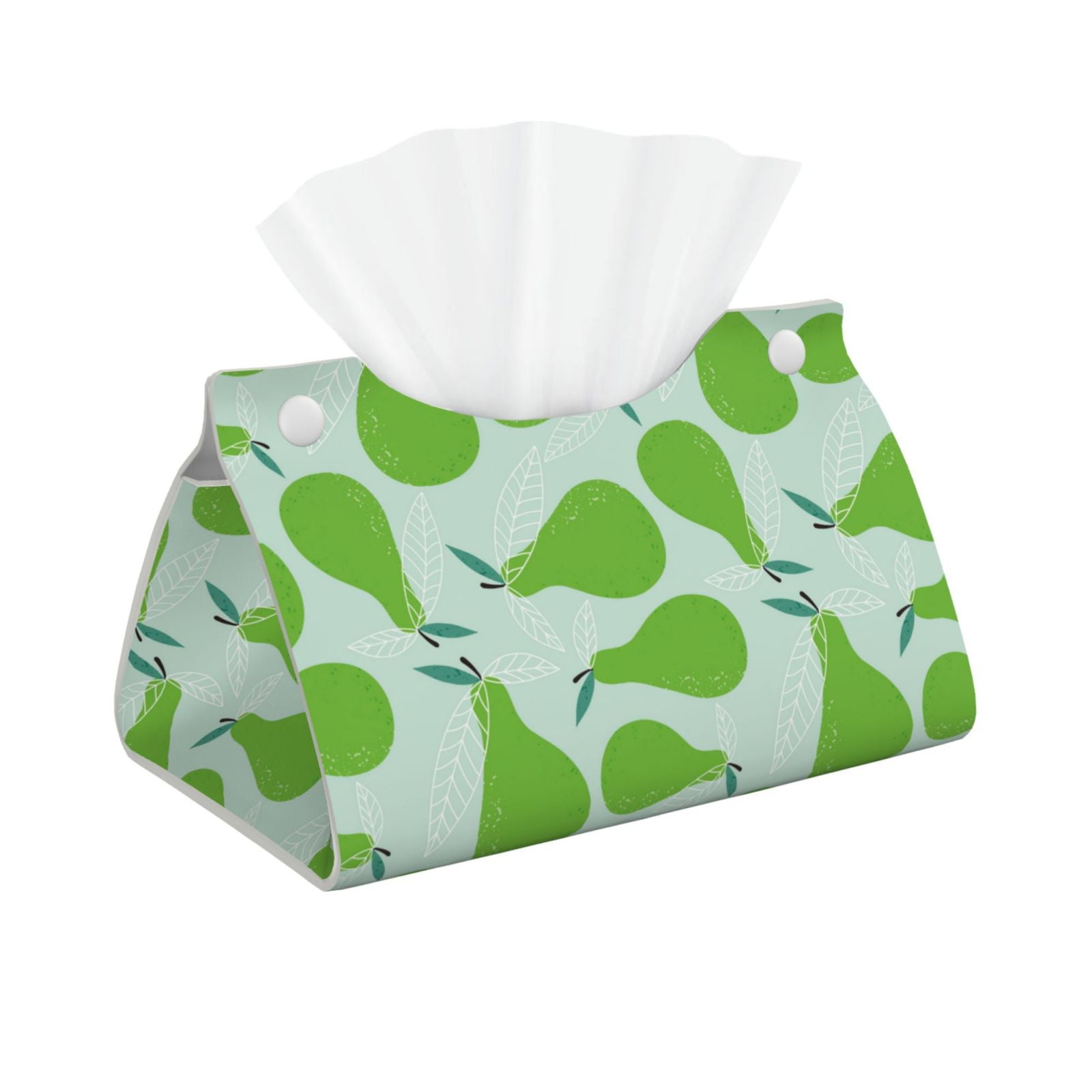 Leather Tissue Box Cover - Cute Pear Green Fruit Long PVC Tissue Box ...