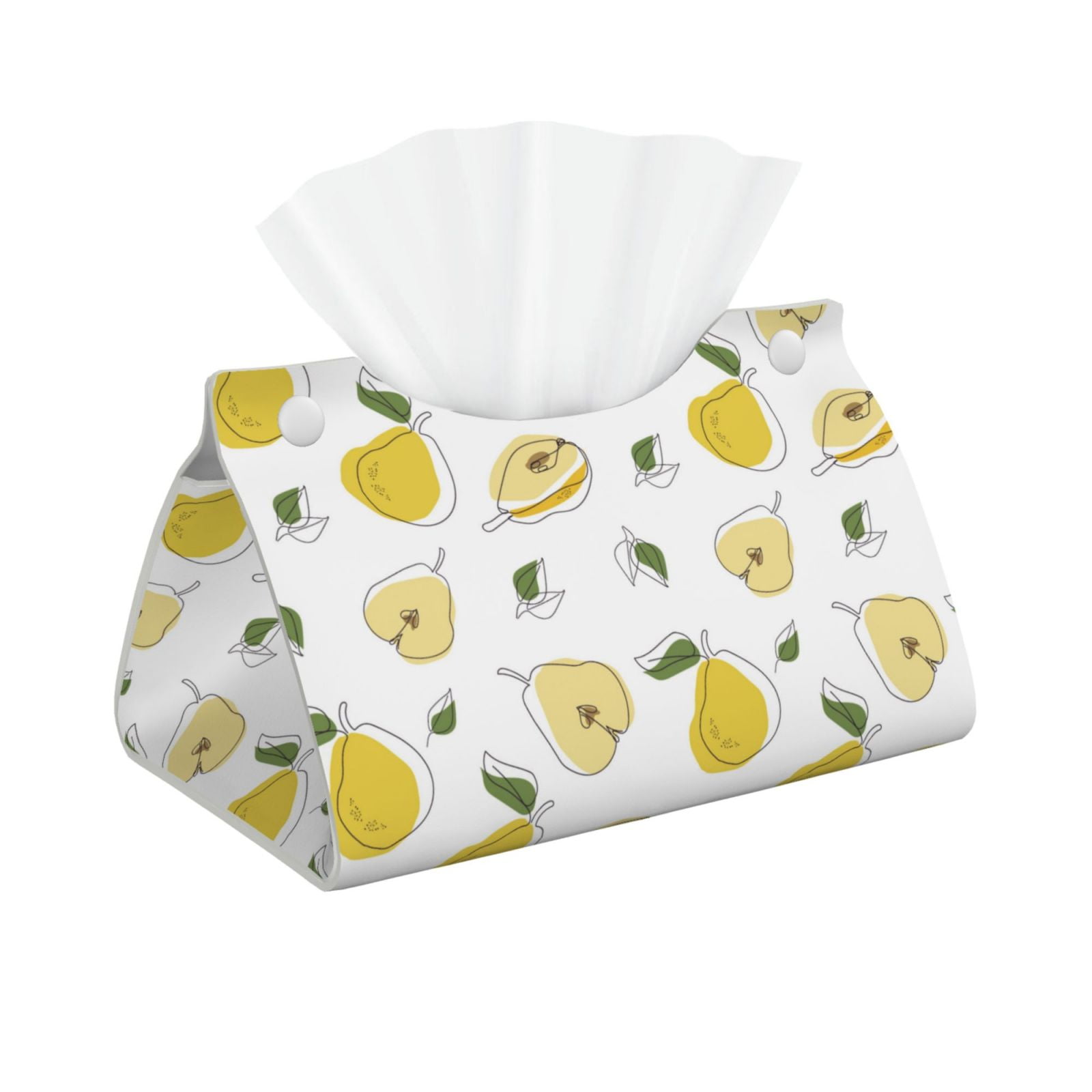 Leather Tissue Box Cover - Cute Pear Yellow Long PVC Tissue Box Holder ...