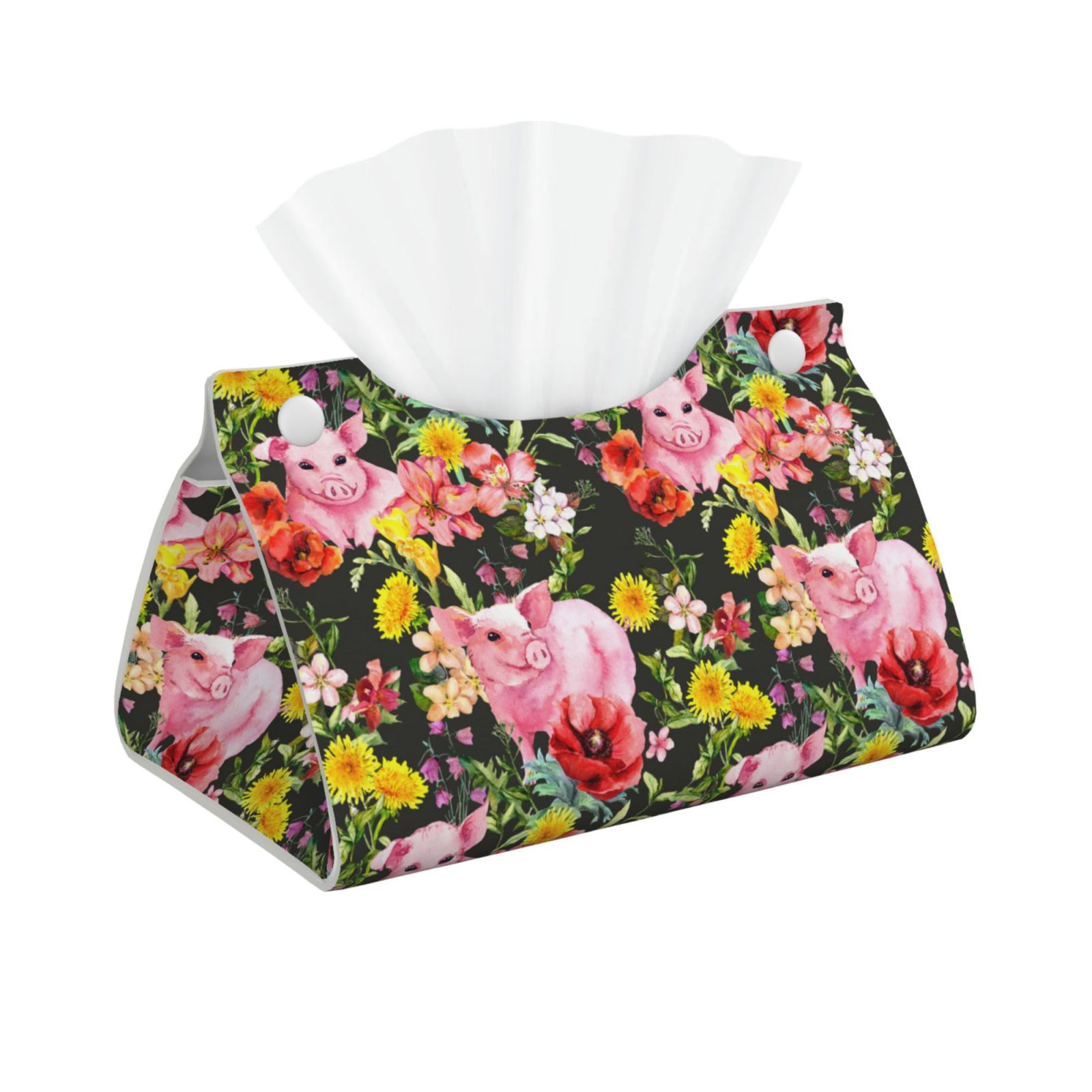 Leather Tissue Box Cover - Cute Pigs Sunflower Long PVC Tissue Box ...