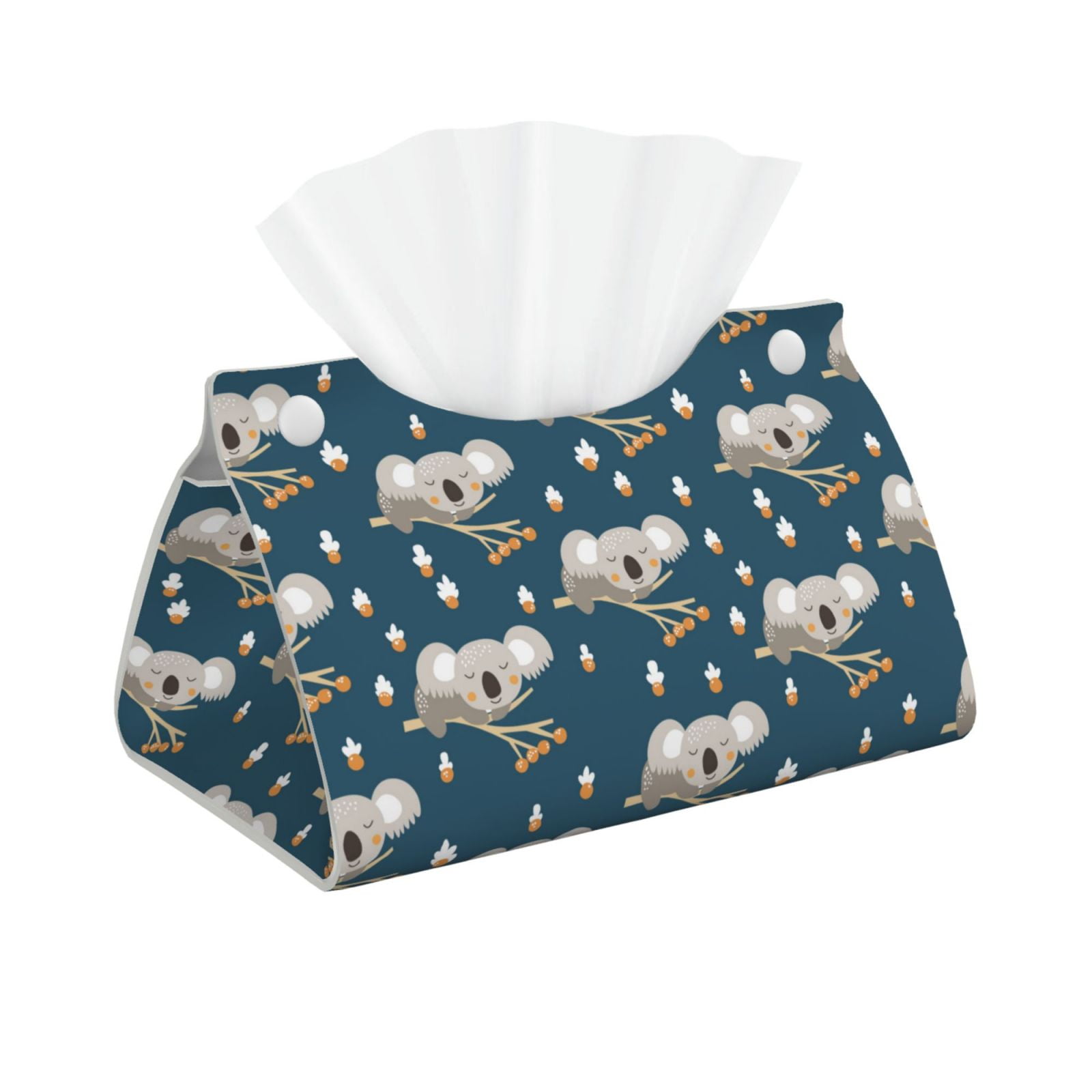Leather Tissue Box Cover - Cute Sleeping Koala Long PVC Tissue Box ...