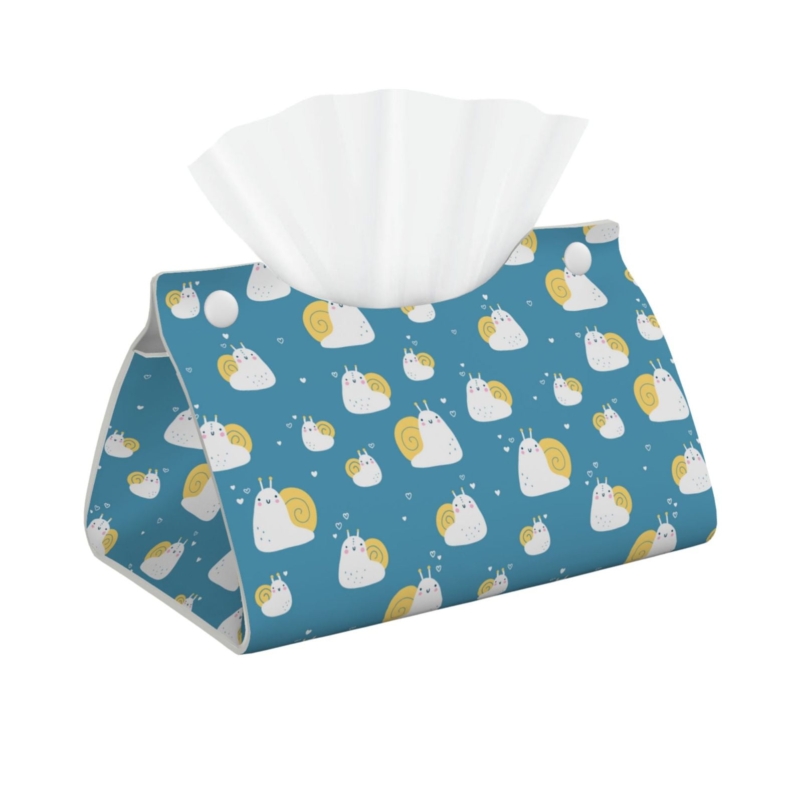 Leather Tissue Box Cover - Cute Snail Print Blue Long PVC Tissue Box ...