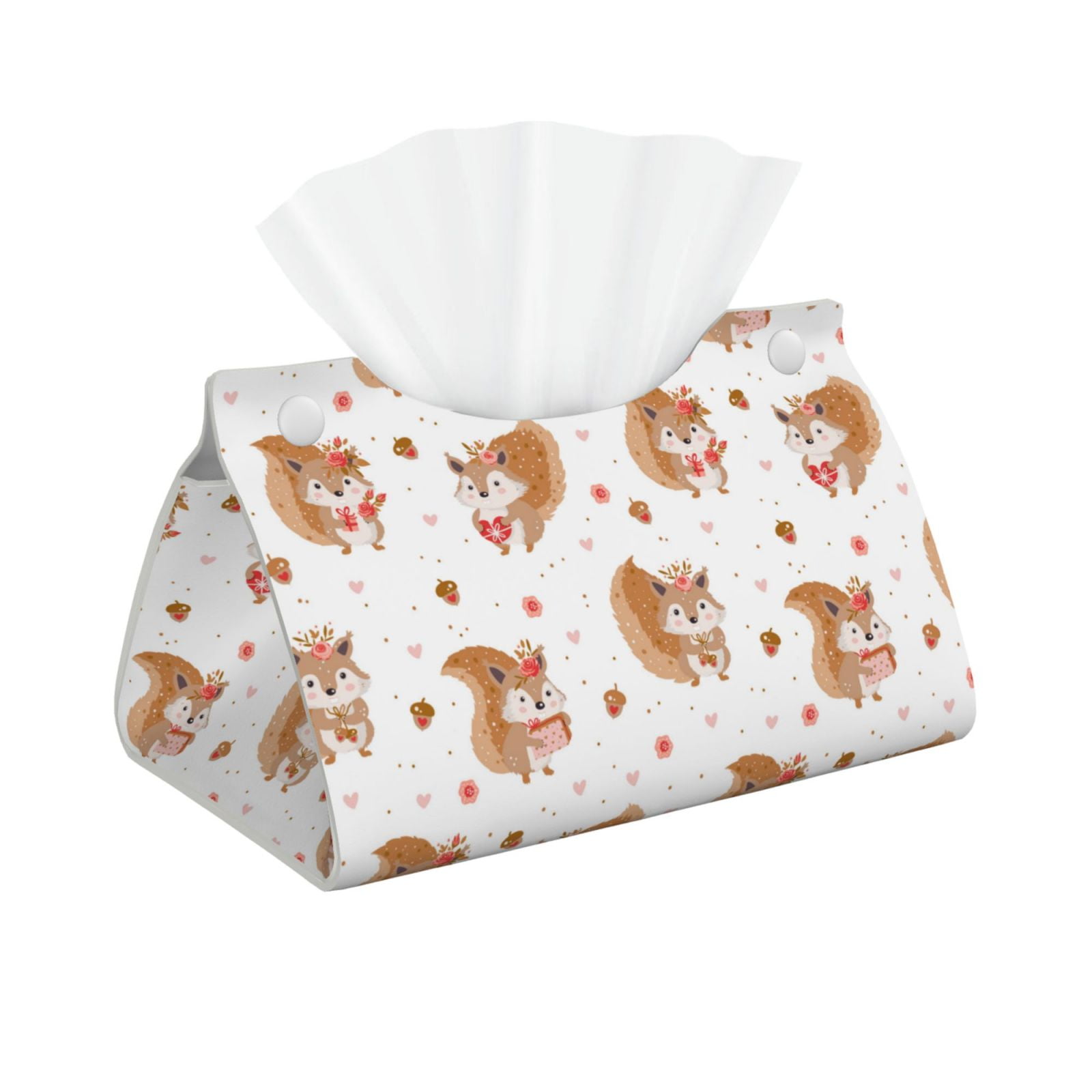 Leather Tissue Box Cover - Cute Squirrel Cartoon Love Long PVC Tissue ...