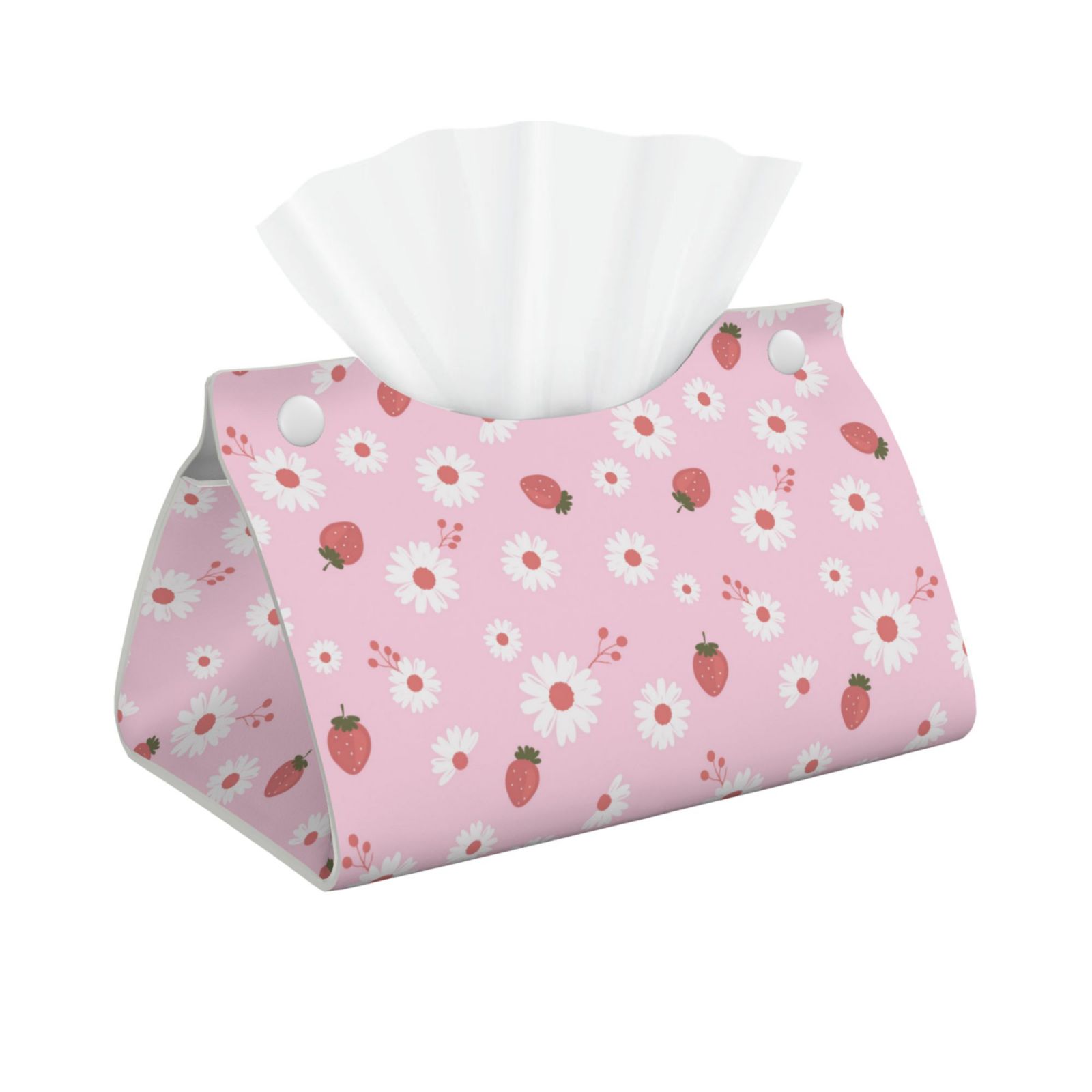 Leather Tissue Box Cover - Cute Strawberry Daisy Long PVC Tissue Box ...
