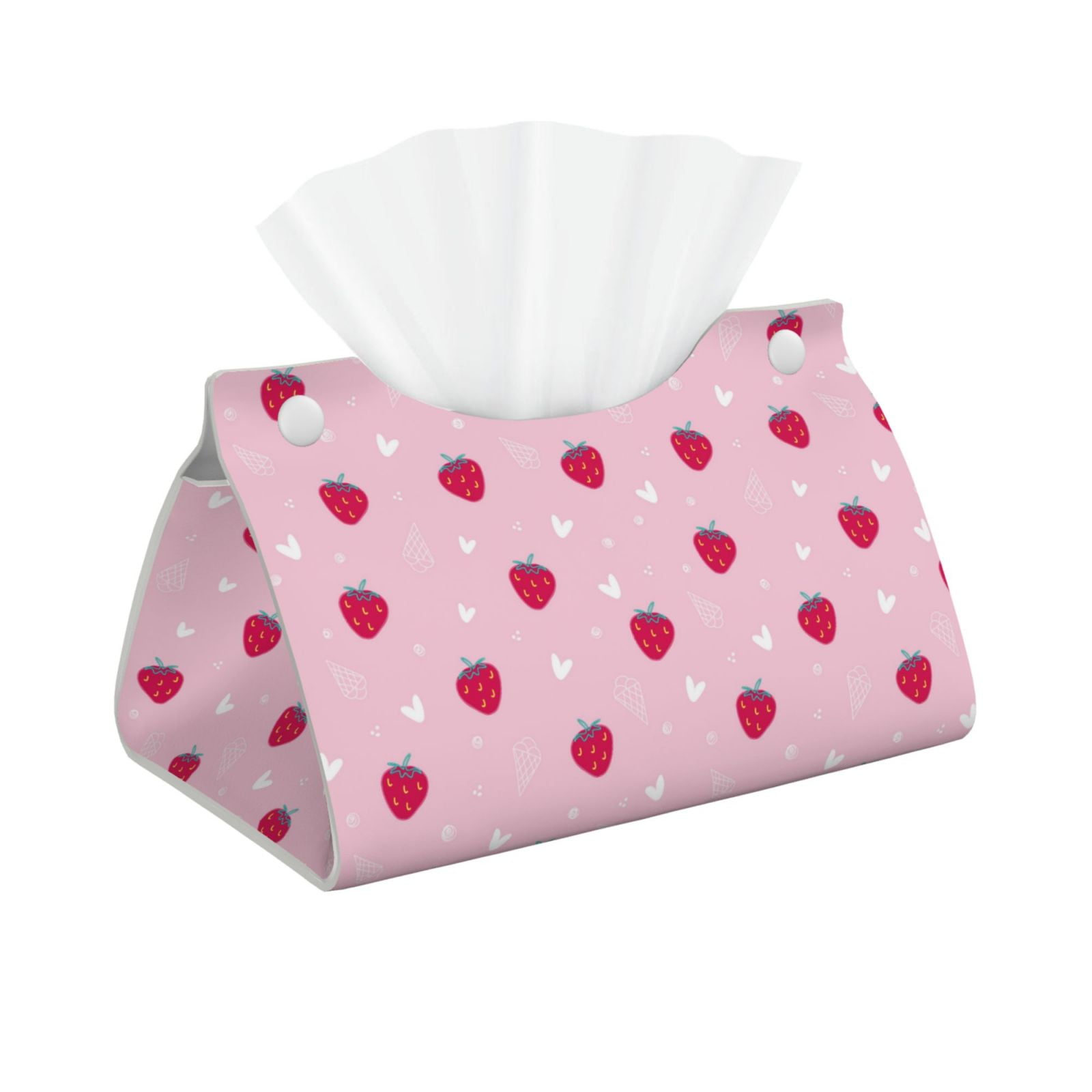 Leather Tissue Box Cover - Cute Strawberry Ice Cream Lover Long PVC ...