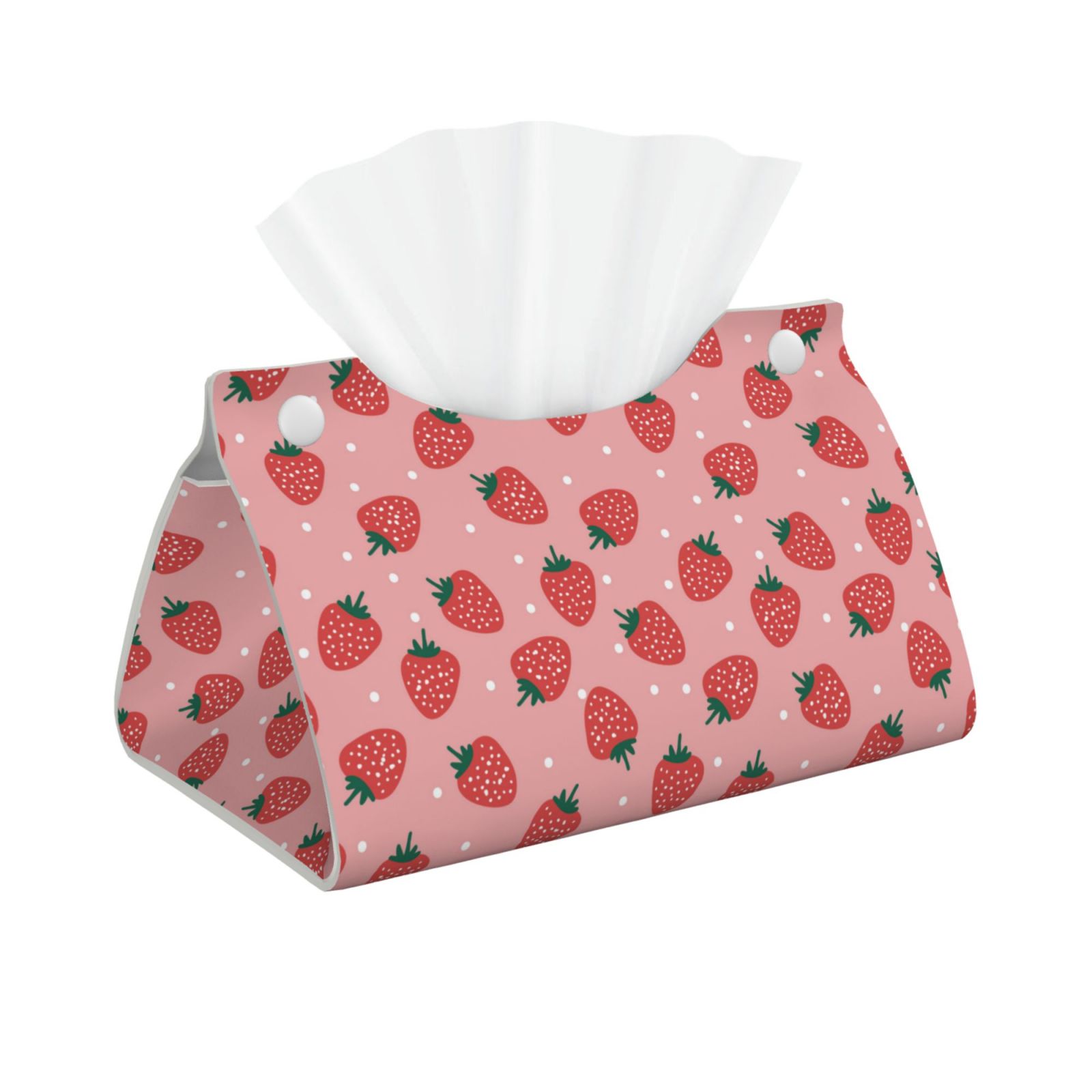 Leather Tissue Box Cover - Cute Strawberry Starry Sky Pink Long PVC ...