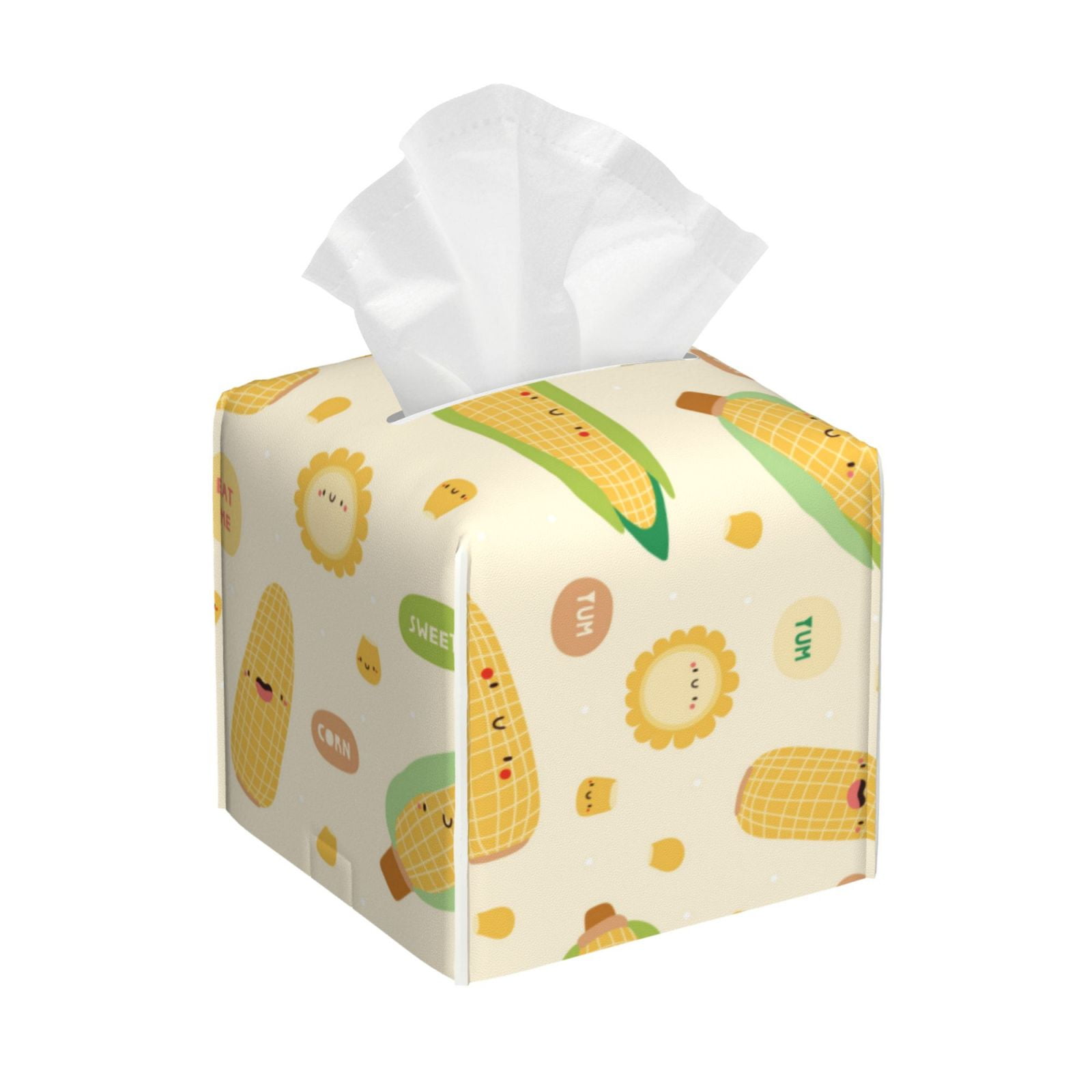 Leather Tissue Box Cover - Cute Sweet Corn Tissue Box Holder Square ...