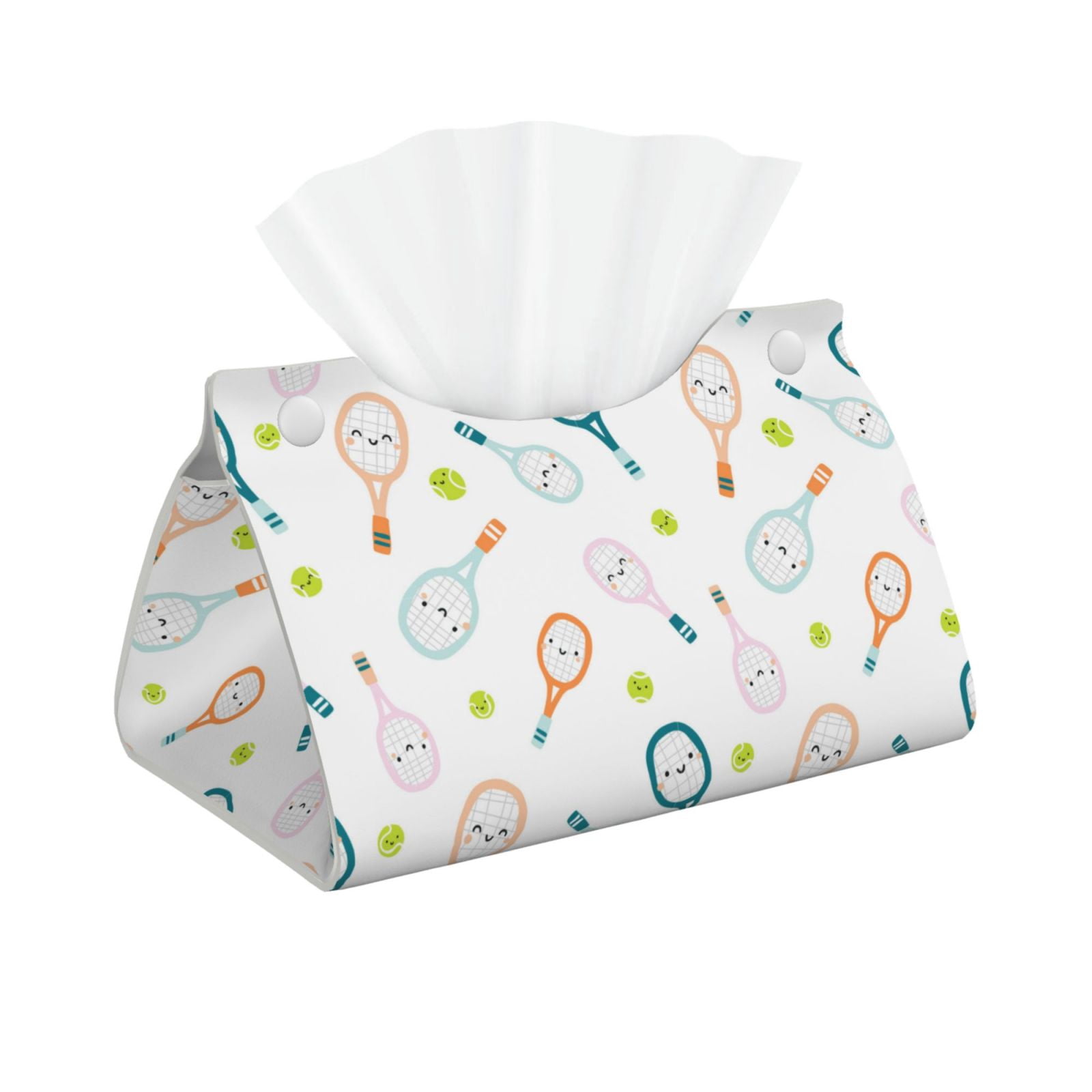 Leather Tissue Box Cover - Cute Tennis Rackets Long PVC Tissue Box ...