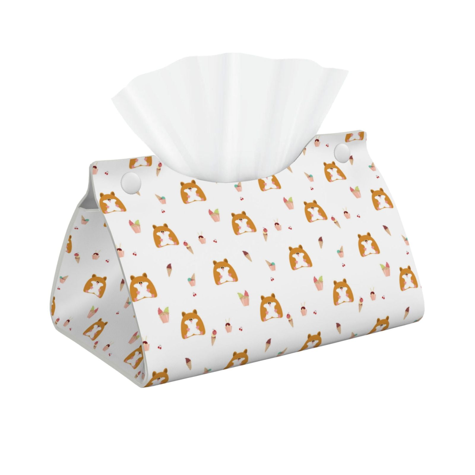 Leather Tissue Box Cover - Cute hamster ice cream Long PVC Tissue Box ...