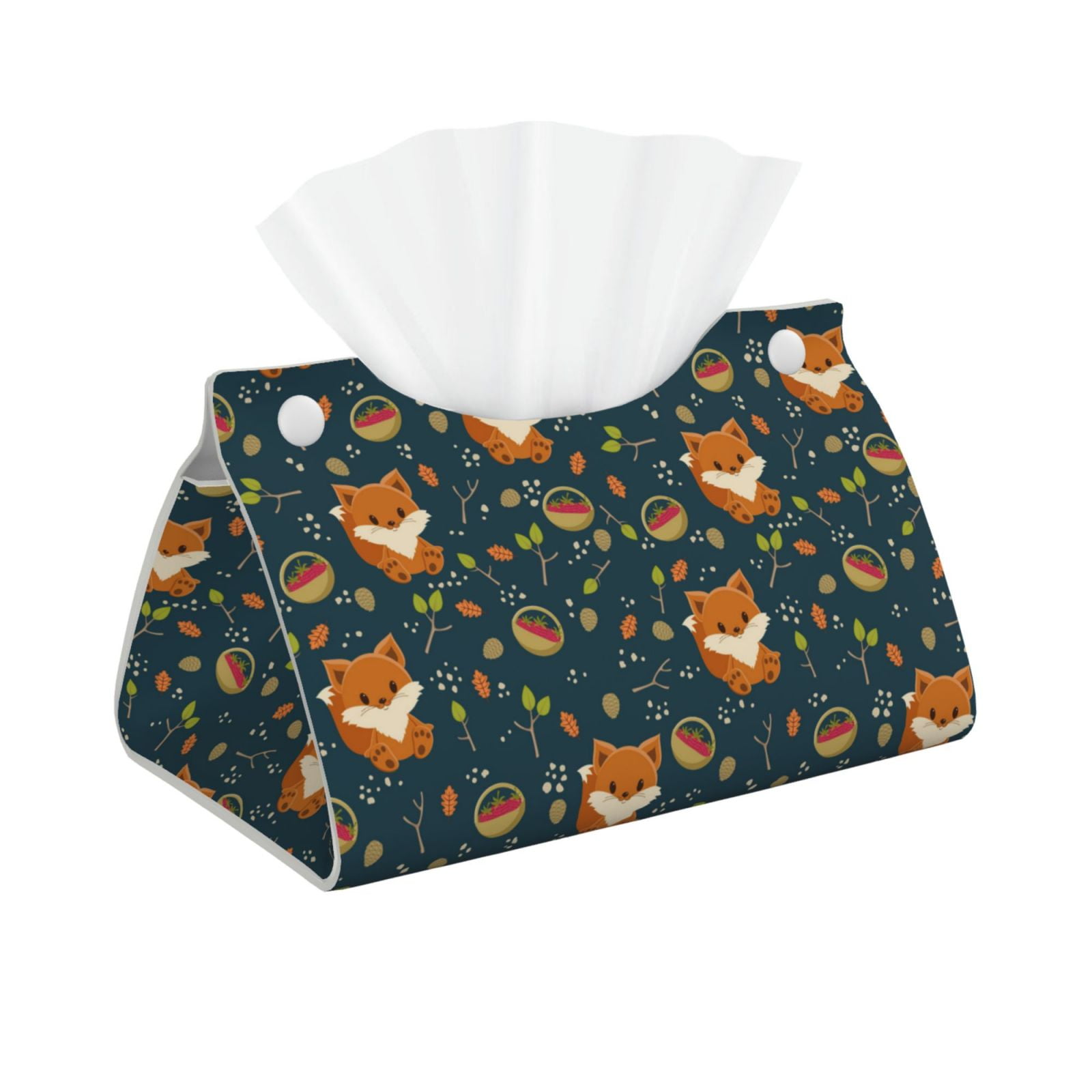 Leather Tissue Box Cover - Cute plant fox Long PVC Tissue Box Holder ...