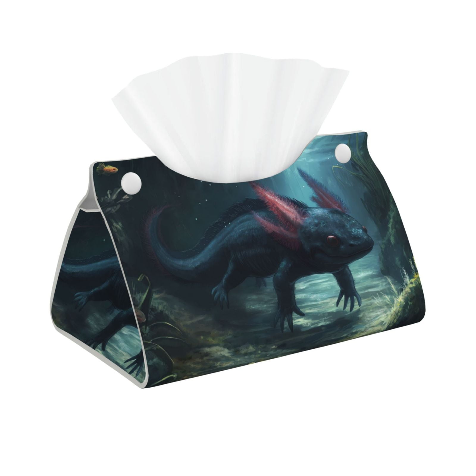 Leather Tissue Box Cover - Dark Abyssal Axolotl Long PVC Tissue Box ...