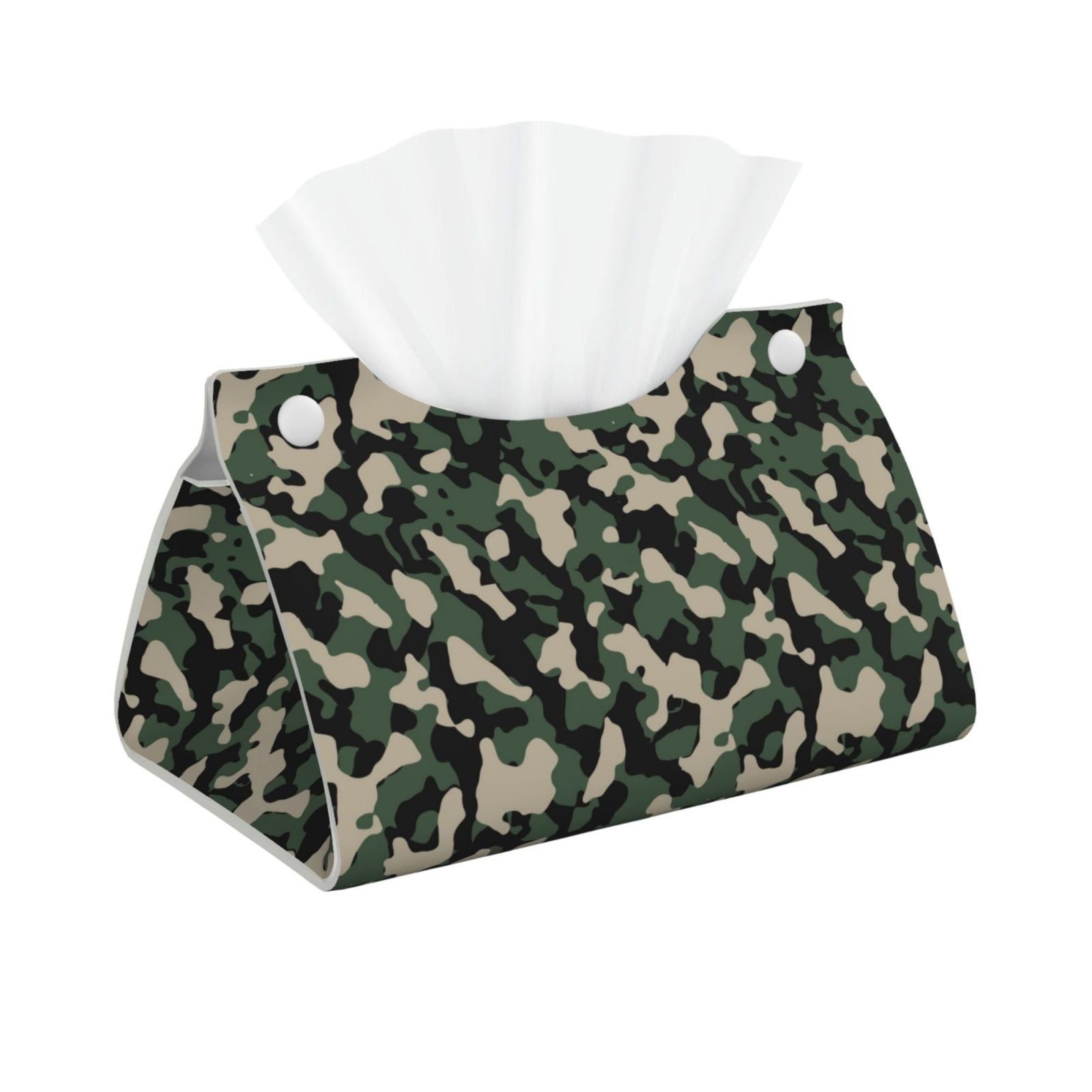 Leather Tissue Box Cover - Dark Green Camo Long PVC Tissue Box Holder ...