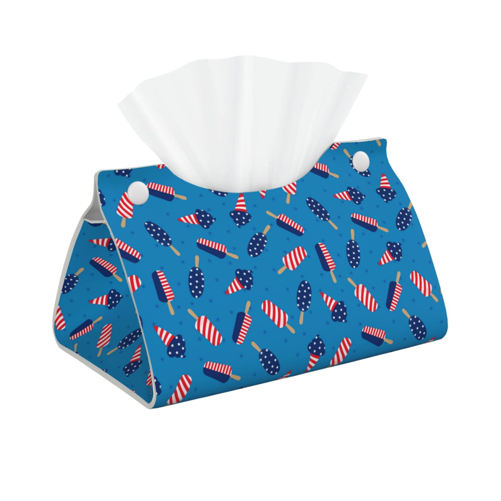 Leather Tissue Box Cover - Dark Red Blue Ice Cream Print Long PVC ...