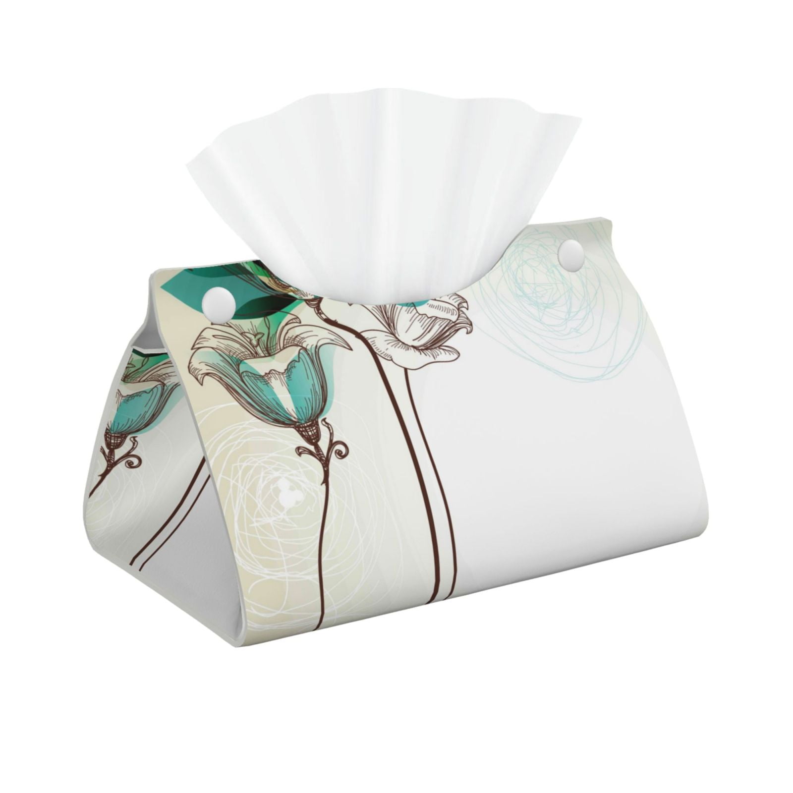Leather Tissue Box Cover - Delicate Flowers Long PVC Tissue Box Holder ...