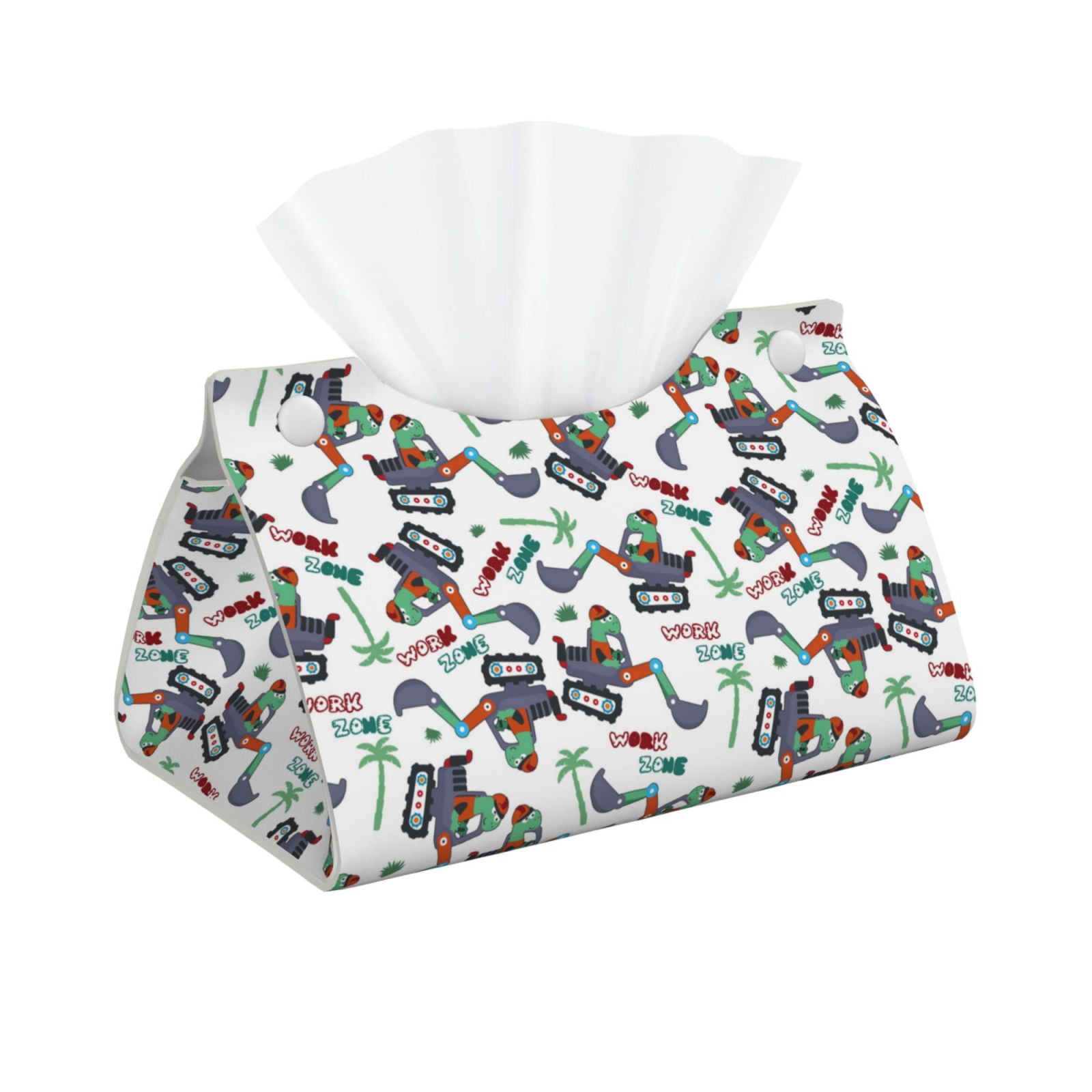 Leather Tissue Box Cover - Dinosaur on Excavator2 Long PVC Tissue Box ...