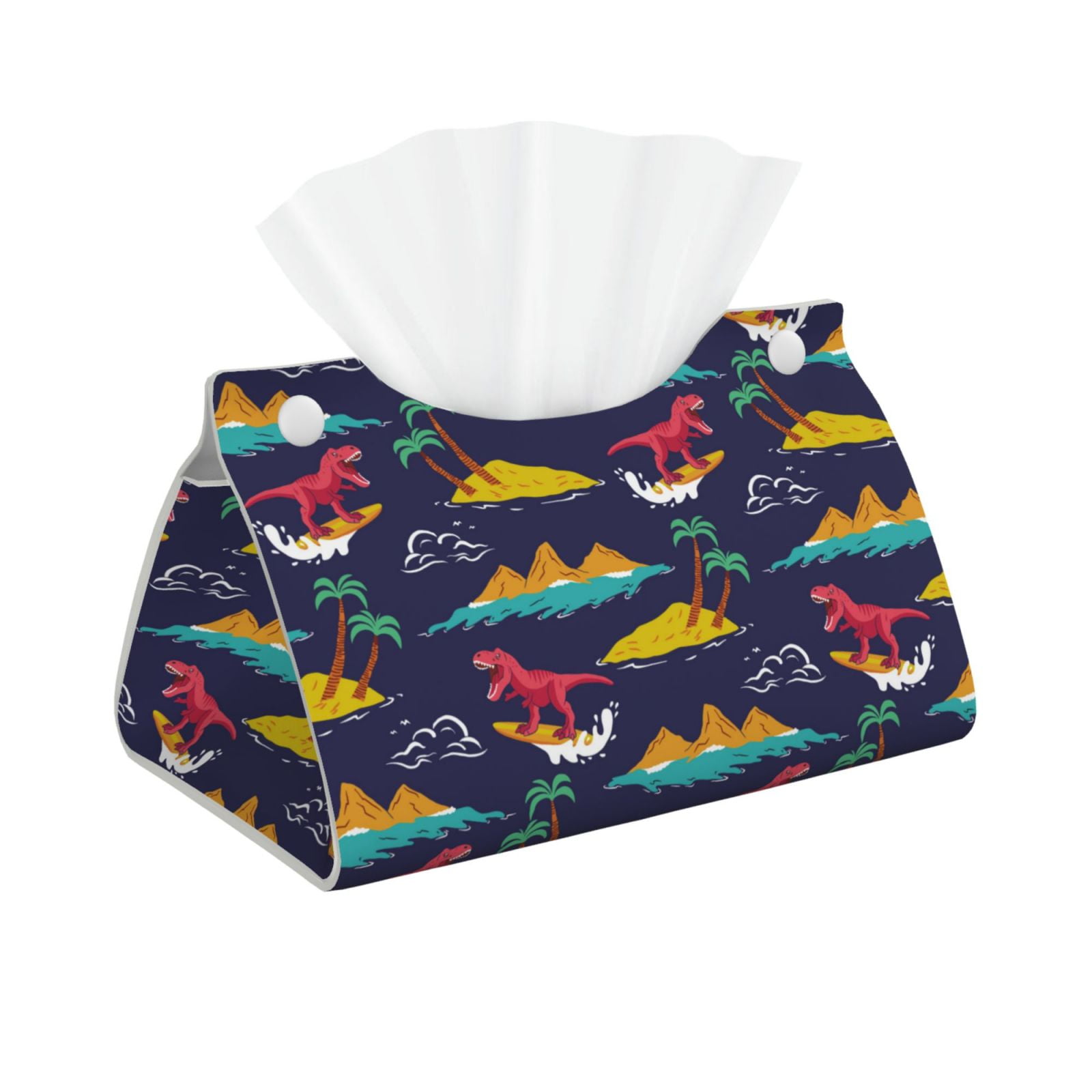 Leather Tissue Box Cover - Dinosaur island Long PVC Tissue Box Holder ...