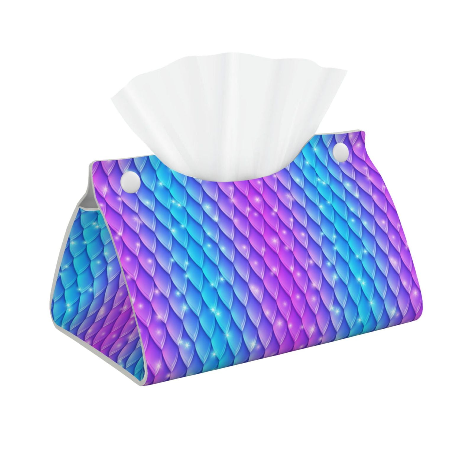 Leather Tissue Box Cover - Dragon Skin Fish Scale Long PVC Tissue Box ...