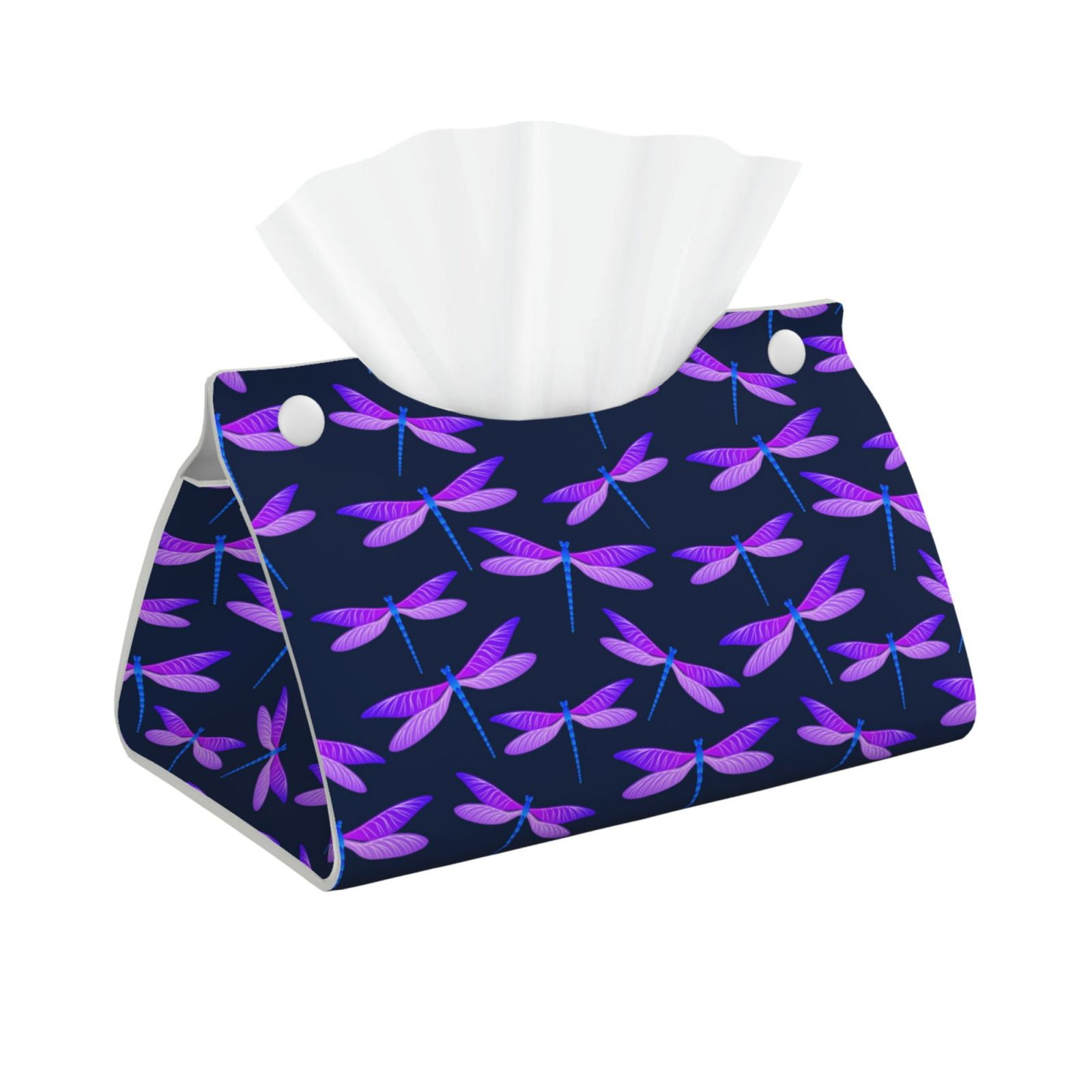 Leather Tissue Box Cover - Dragonfly Dark Purple Long PVC Tissue Box ...