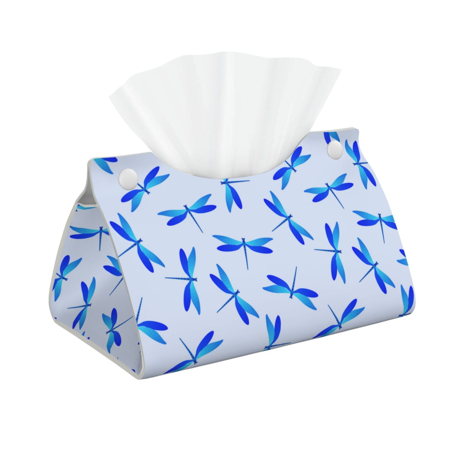 Leather Tissue Box Cover - Dragonfly Print Blue Long PVC Tissue Box ...