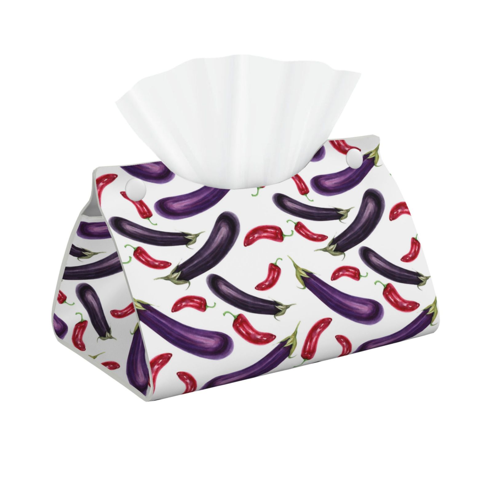 Leather Tissue Box Cover - Eggplant chili Print Long PVC Tissue Box ...