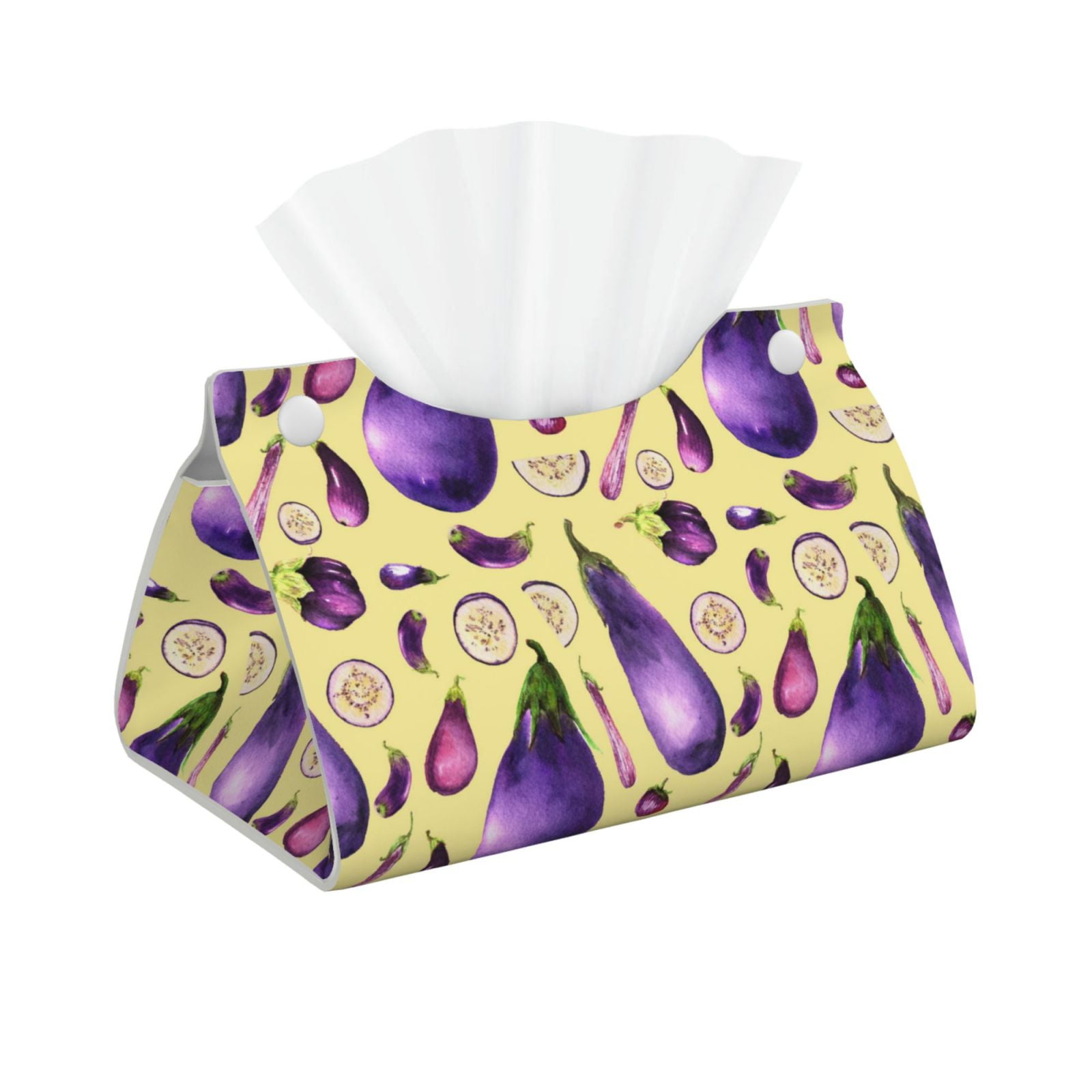 Leather Tissue Box Cover - Eggplant purple Long PVC Tissue Box Holder ...