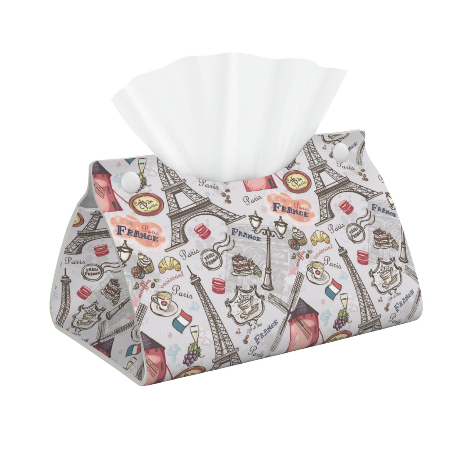 Leather Tissue Box Cover - Eiffel Tower food Long PVC Tissue Box Holder ...