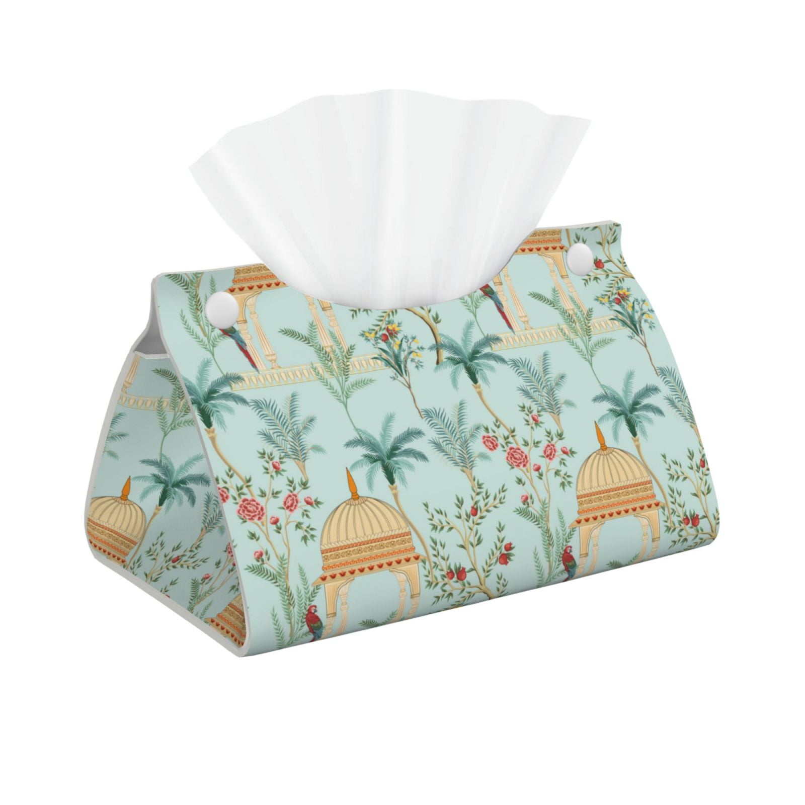 Leather Tissue Box Cover - Elegan Lovely Parrot Flower Long PVC Tissue ...