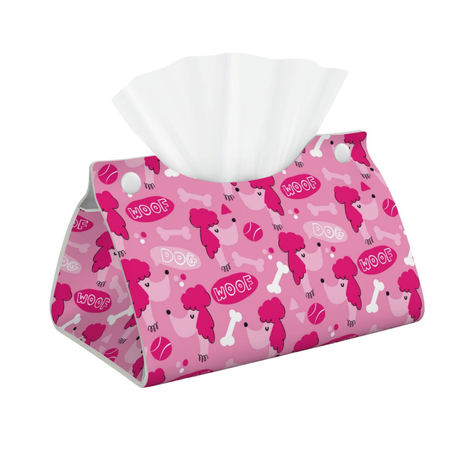 Leather Tissue Box Cover - Elegant Cute Poodle Dog Rose Pink Long PVC ...