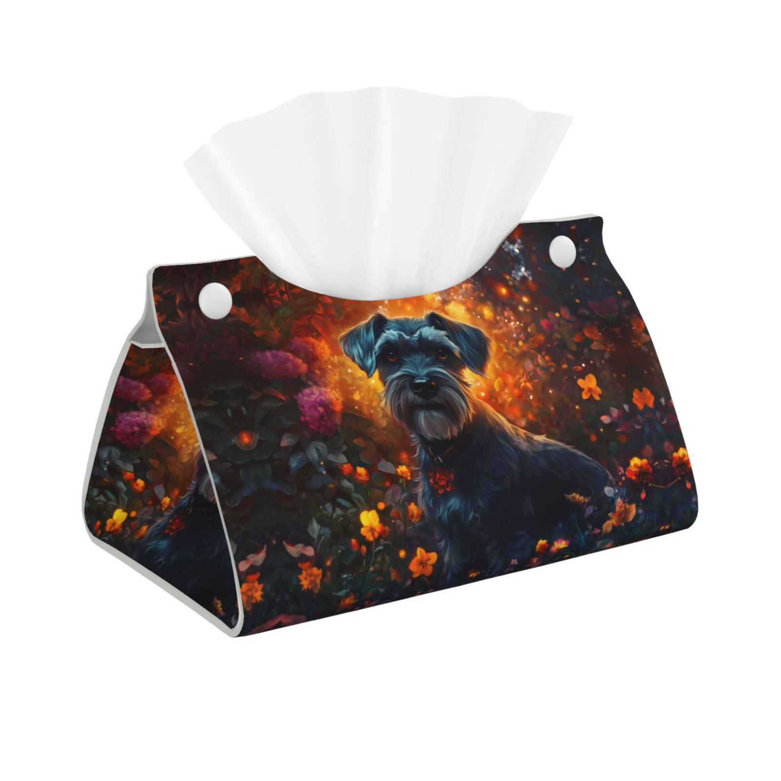 Leather Tissue Box Cover - Enchanted Autumn Terrier Glow Long PVC ...
